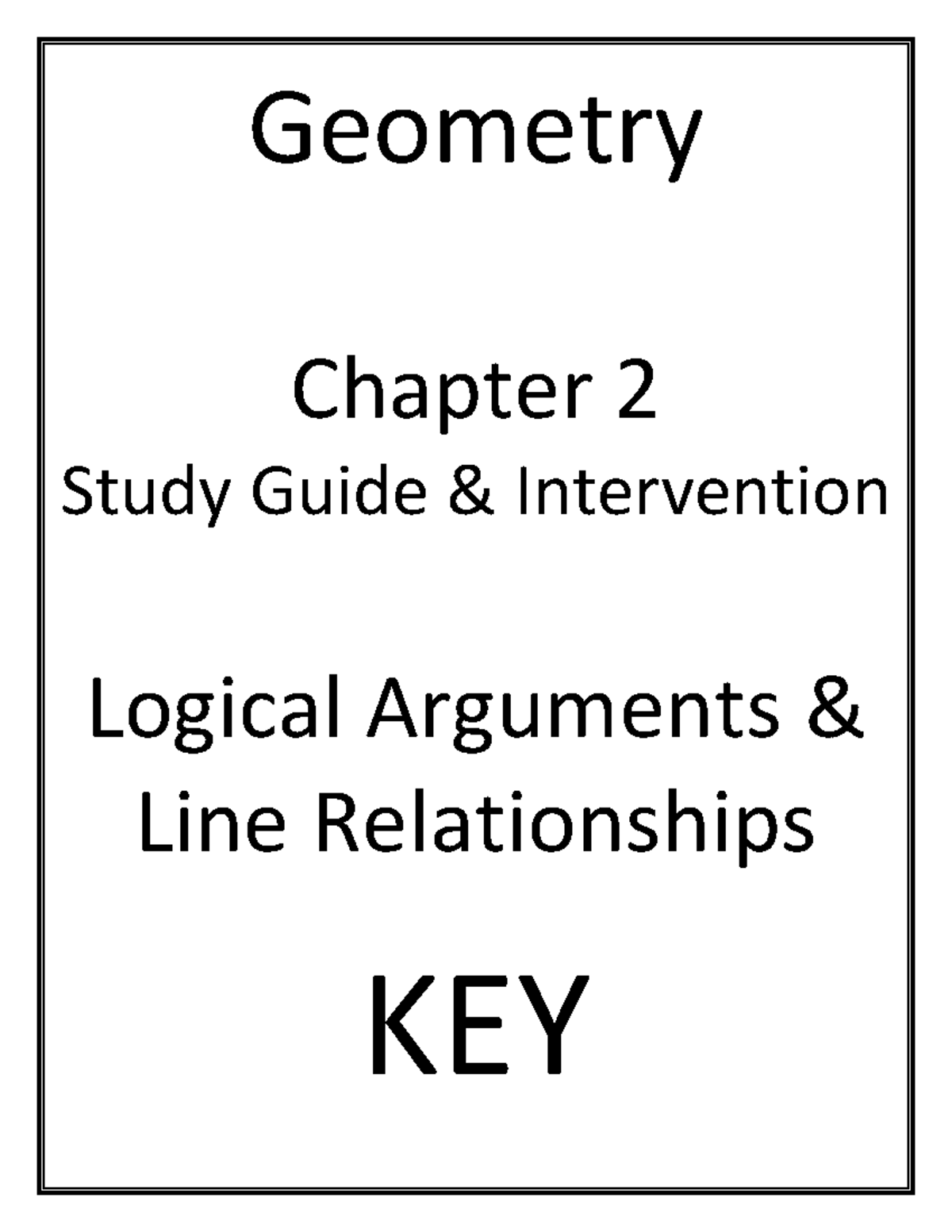 Ch 02 SG KEY - study guide - Geometry Chapter 2 Study Guide ...
