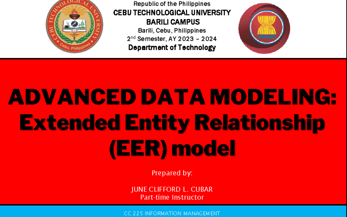 Advance Data Modeling - ADVANCED DATA MODELING: Extended Entity Relationship (EER) model ...