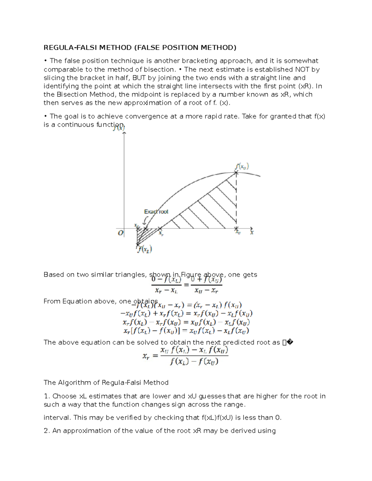 Regula- Falsi - REGULA-FALSI METHOD (FALSE POSITION METHOD) The false ...