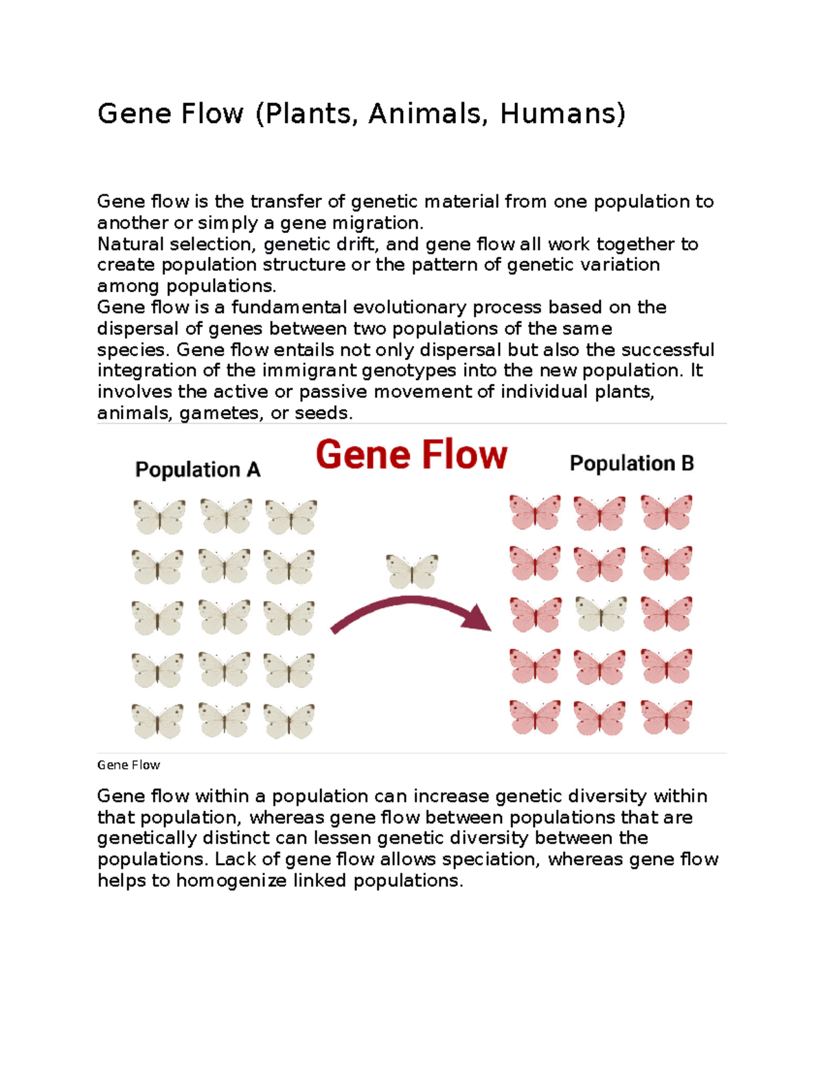 Gene Flow (Plants, Animals, Humans) - Natural selection, genetic drift ...