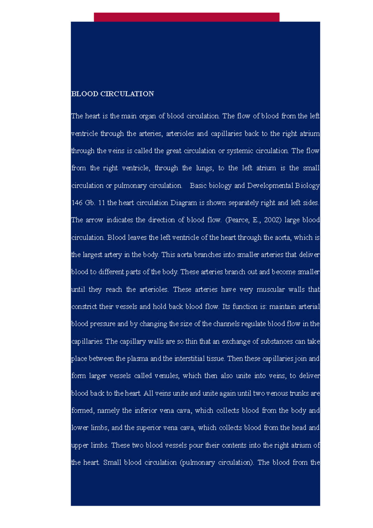 Notes Study Biology - Blood Circulation - BLOOD CIRCULATION The heart ...