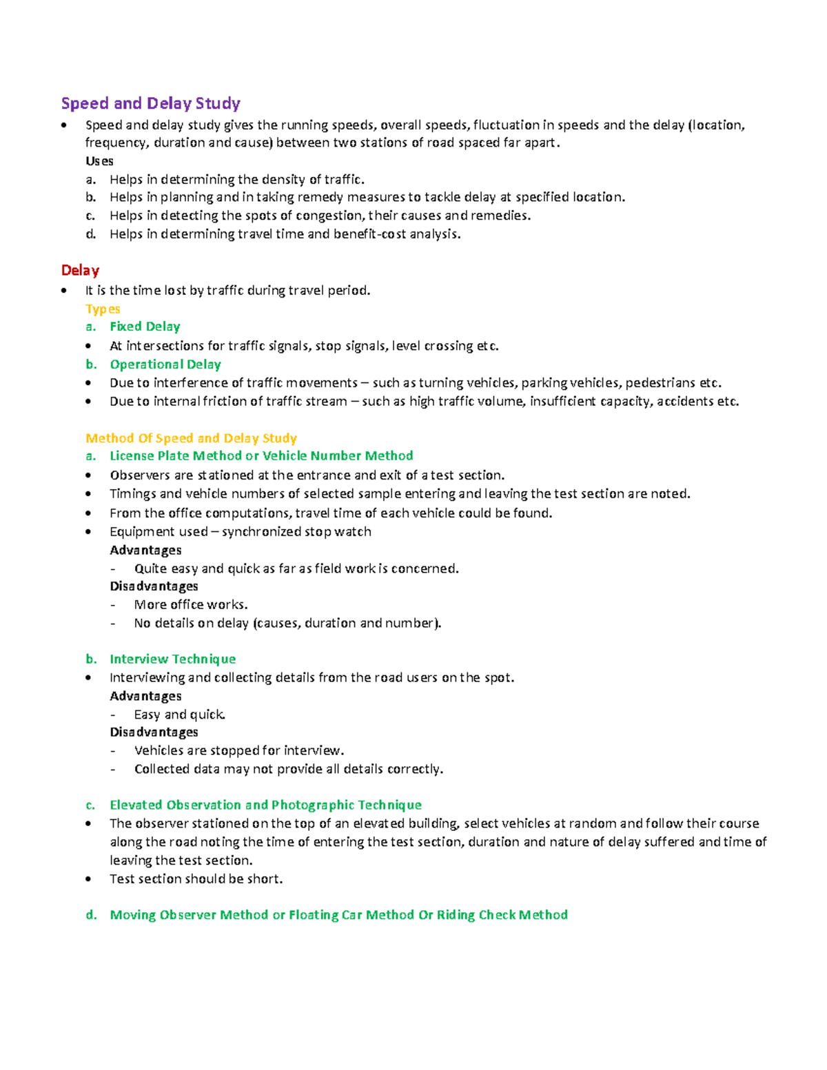 Transportaion Engineering II - Lecture 4 - Speed and Delay Study Speed ...