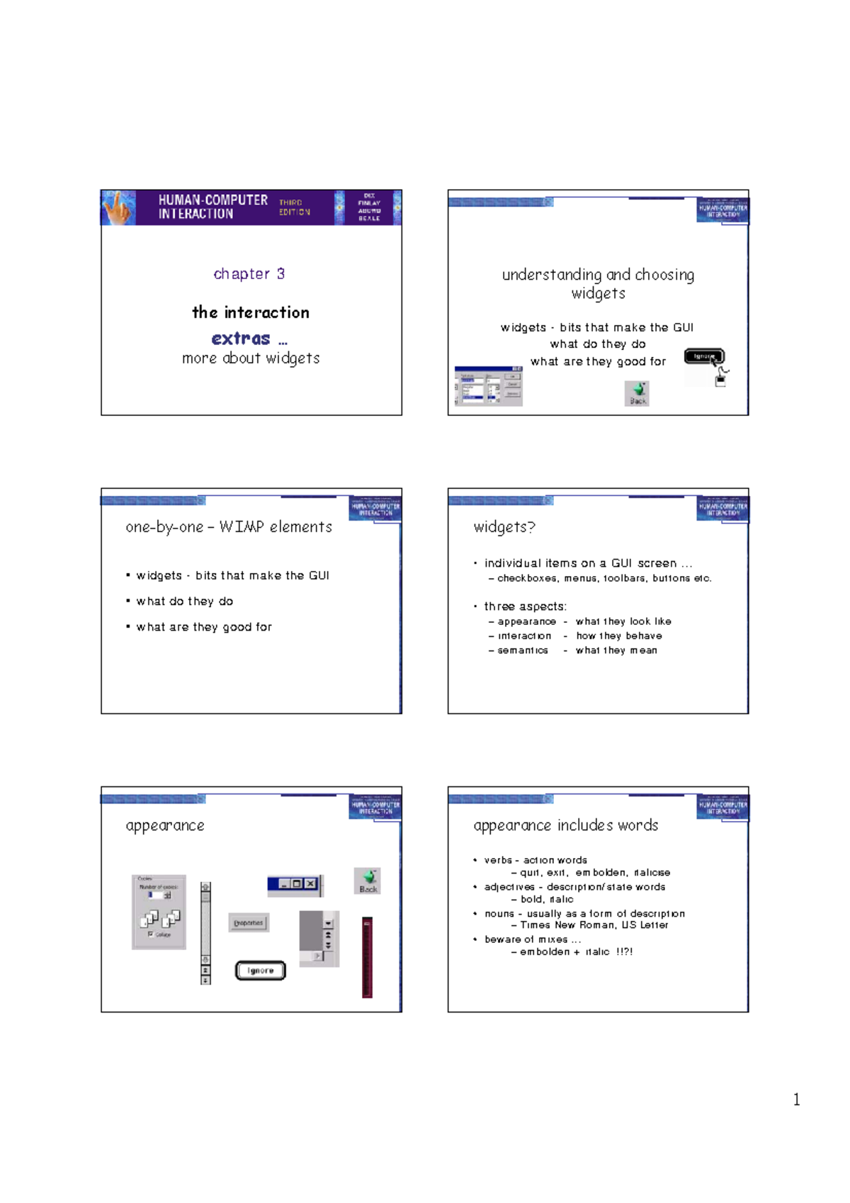 Chap3 - Human Computer Interaction - 1 chapt er 3 the interaction extras Ö more about widgets ...