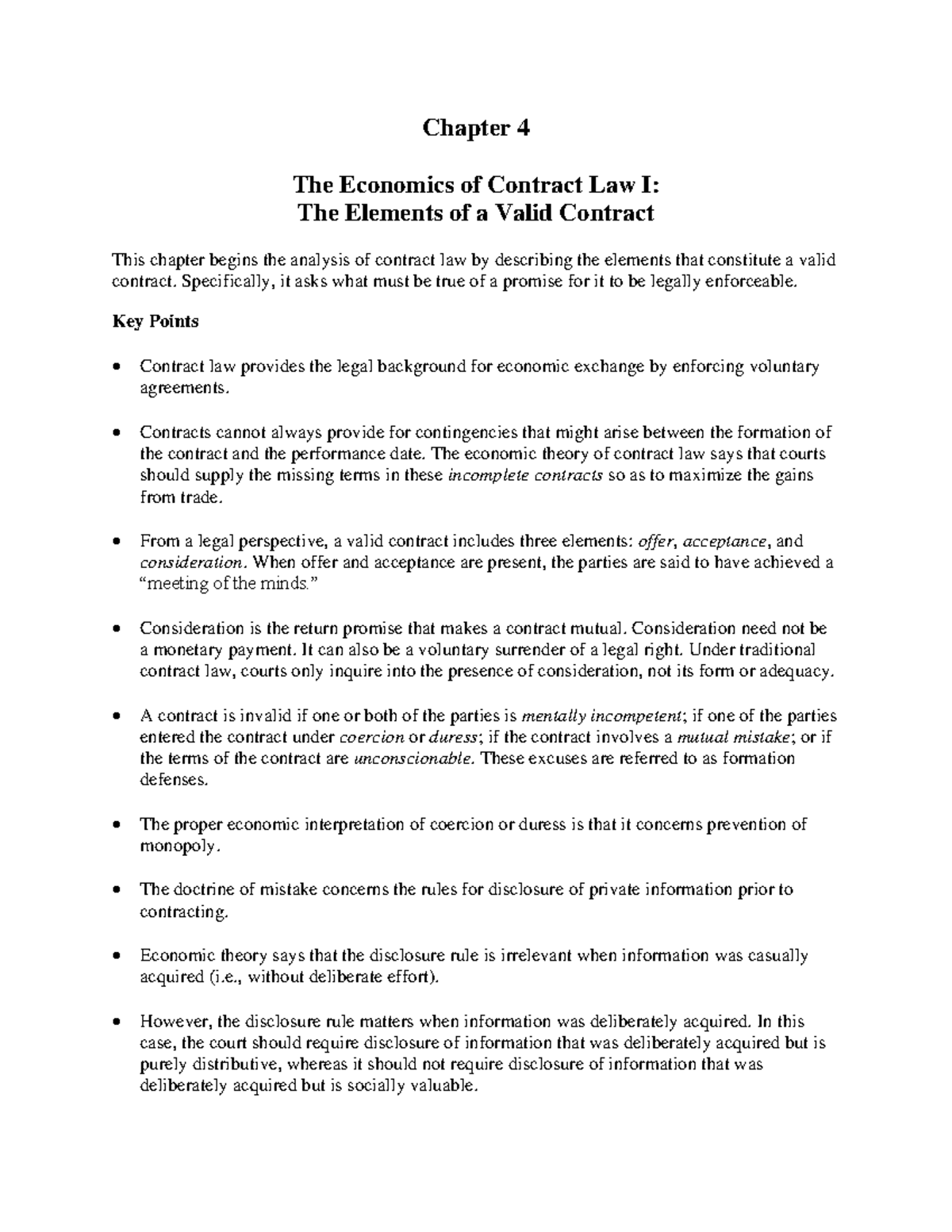 An Economic Theory of Contract - Chapter 4 The Economics of Contract ...