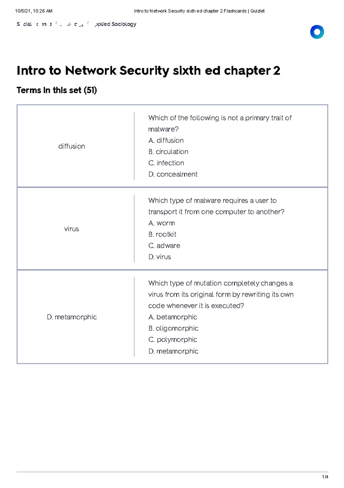 Intro to Network Security sixth ed chapter 2 Flashcards Quizlet T - 1/ Intro to Network Security ...