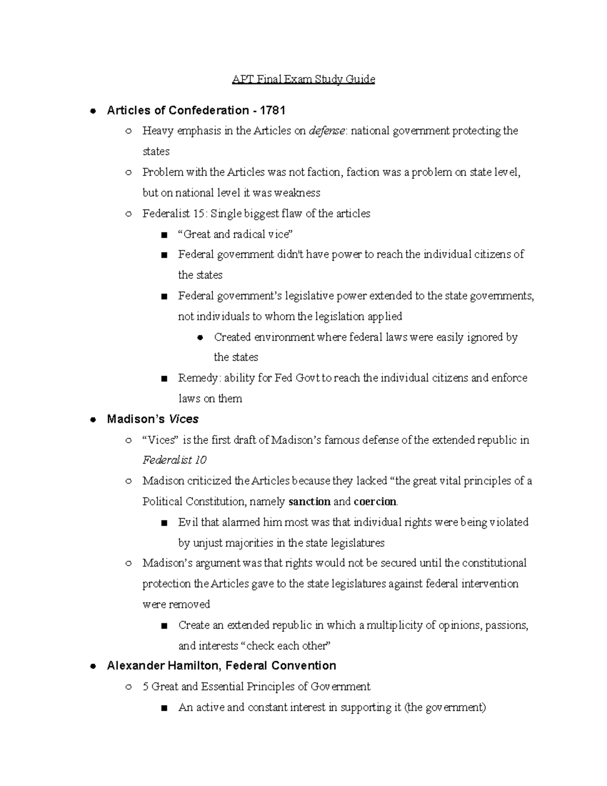 Random fed paper notes - idk - APT Final Exam Study Guide Articles of ...