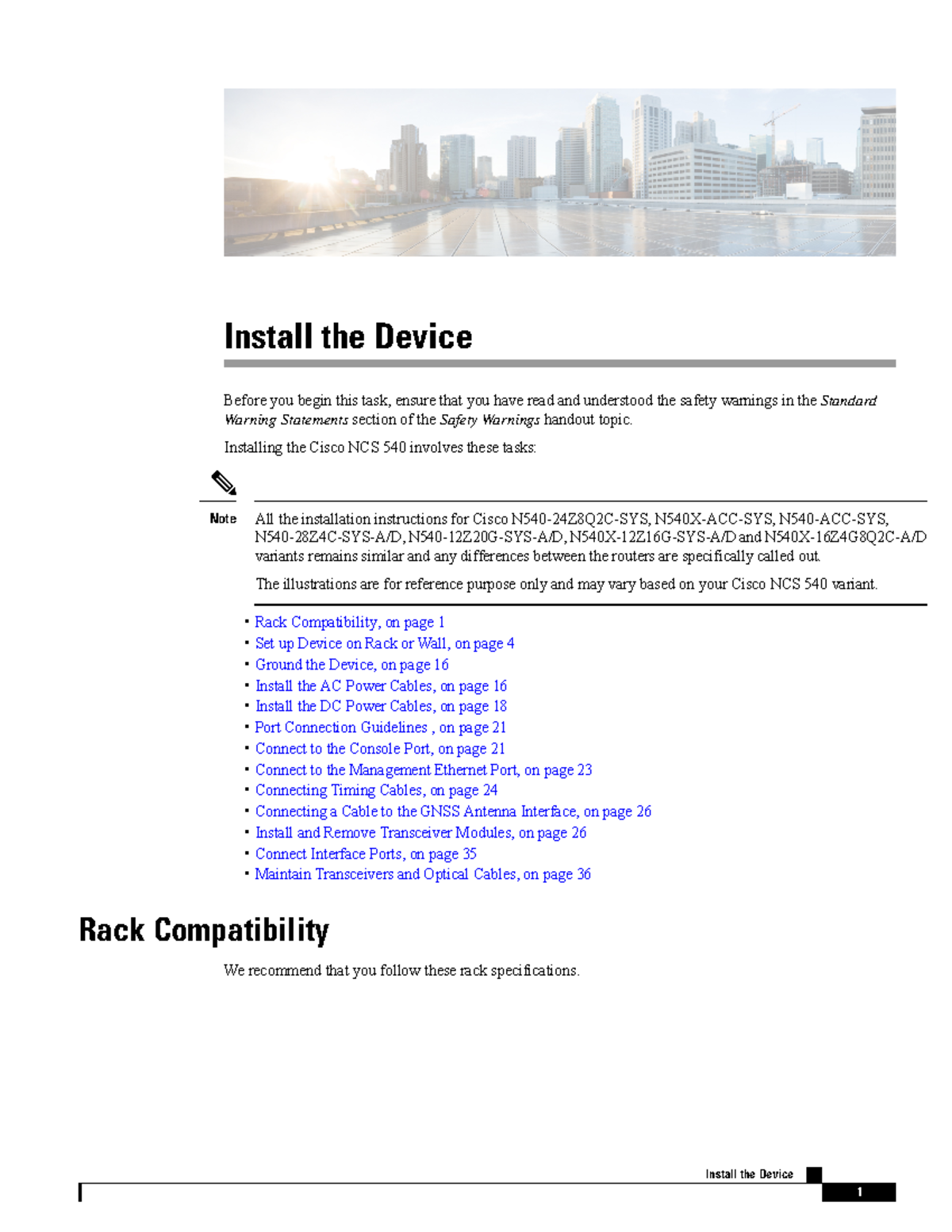 Cisco N540-28Z4C-SYS-Dinstall the chassis - Before you begin this task ...