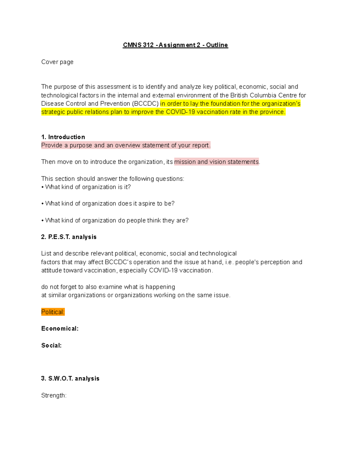 CMNS312 - Assignment 2 - CMNS 312 - Assignment 2 - Outline Cover page ...