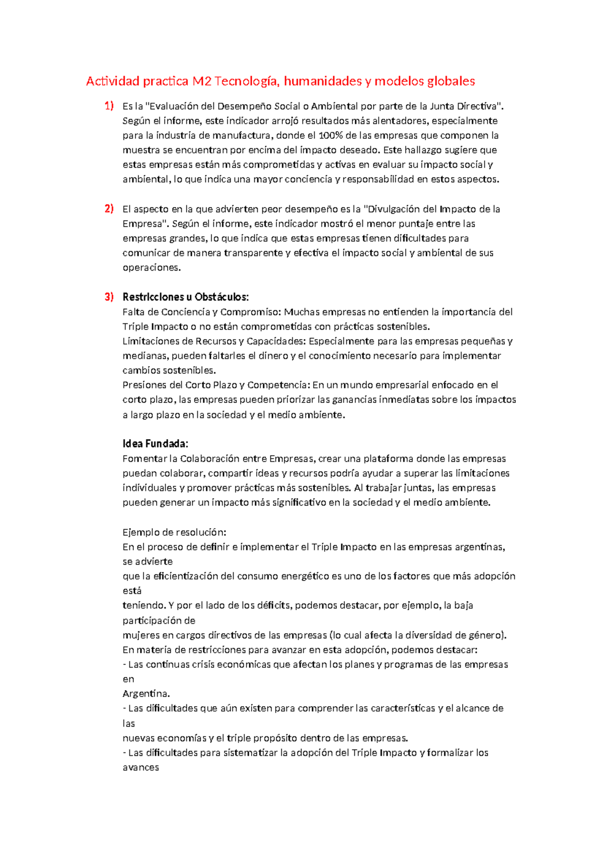Actividad practica M2 Tecnología - Actividad practica M2 Tecnología, humanidades y modelos ...