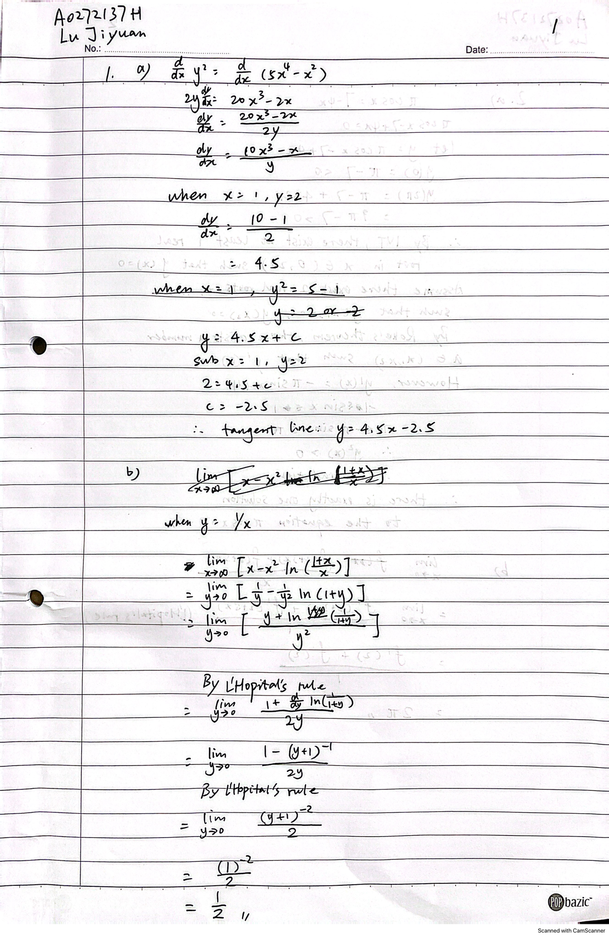 Annotated-LU%20 Jiyuan Homework 3 - A0272137 H Lu Jiyuan No.: Date: 1 ...