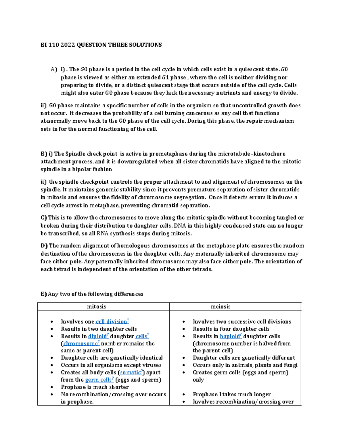 BI 110 2022 Question Three Solutions - BI 110 2022 QUESTION THREE ...