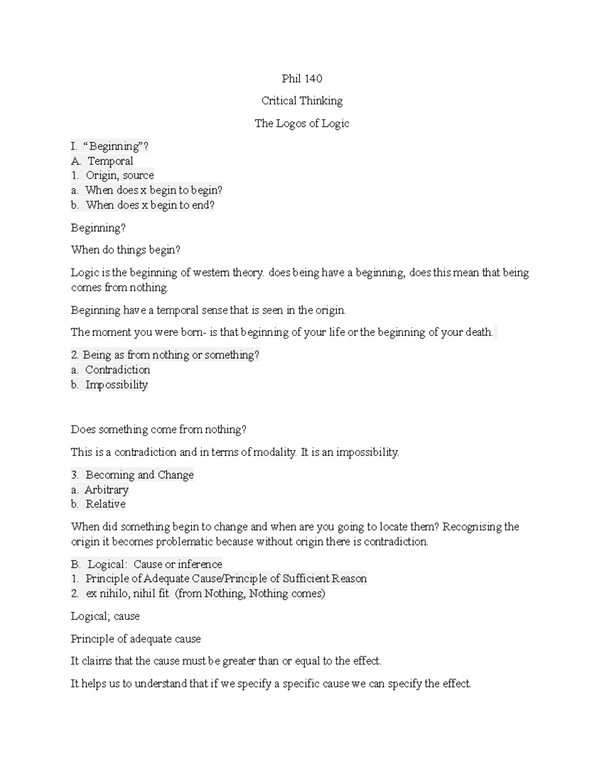 The Logos of logic - Lecture note 3 - Phil 140 Critical Thinking The Logos of Logic I ...