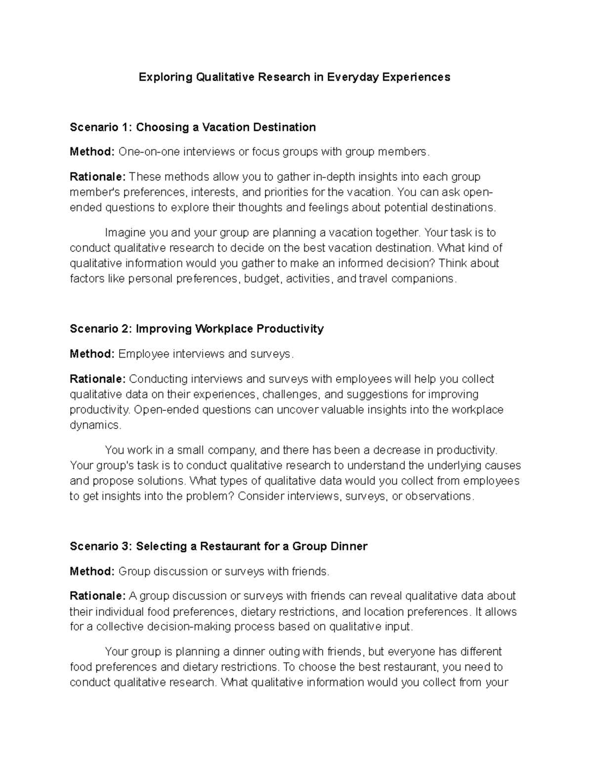 PRAC 1 Activity - Practical - Exploring Qualitative Research in ...