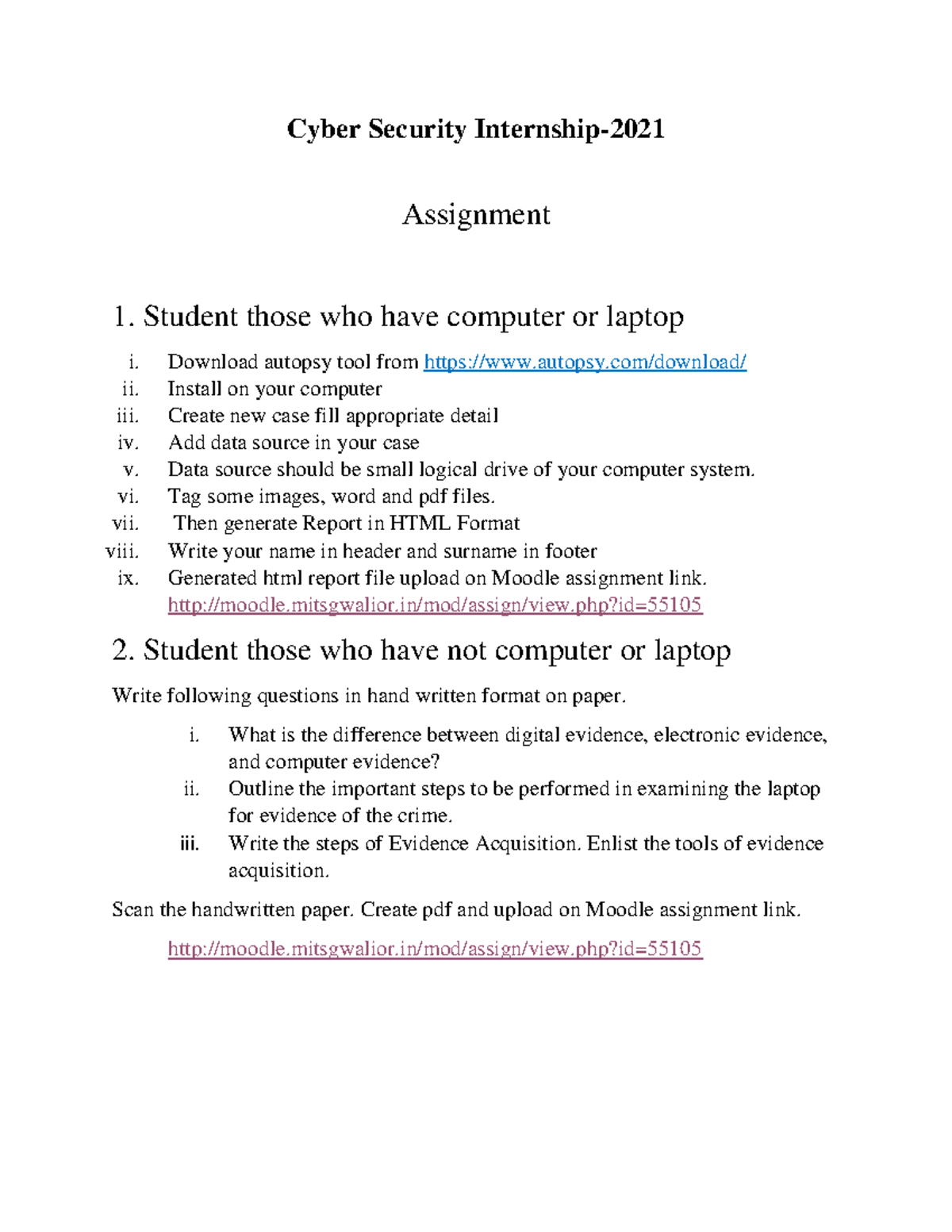 Cyber Security Internship assignment-2021 - Cyber Security Internship ...