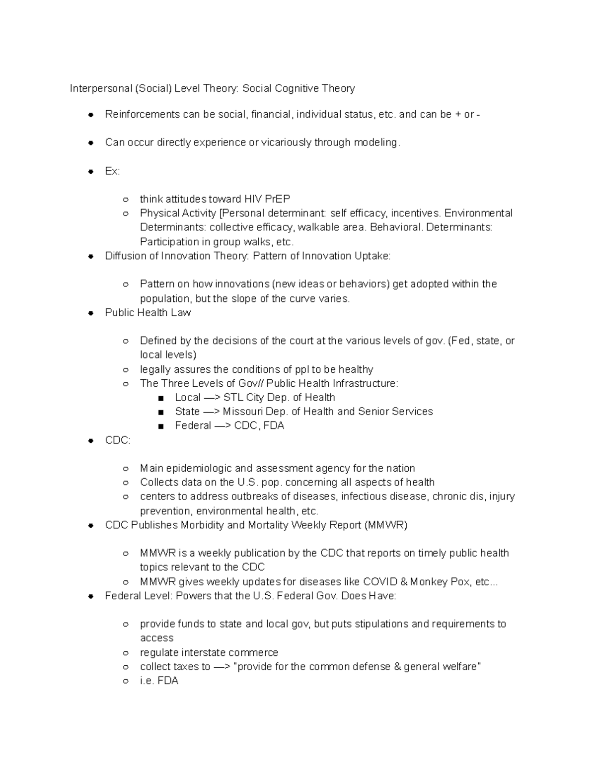 Interpersonal (Social) Level Theory Social Cognitive Theory - and can ...