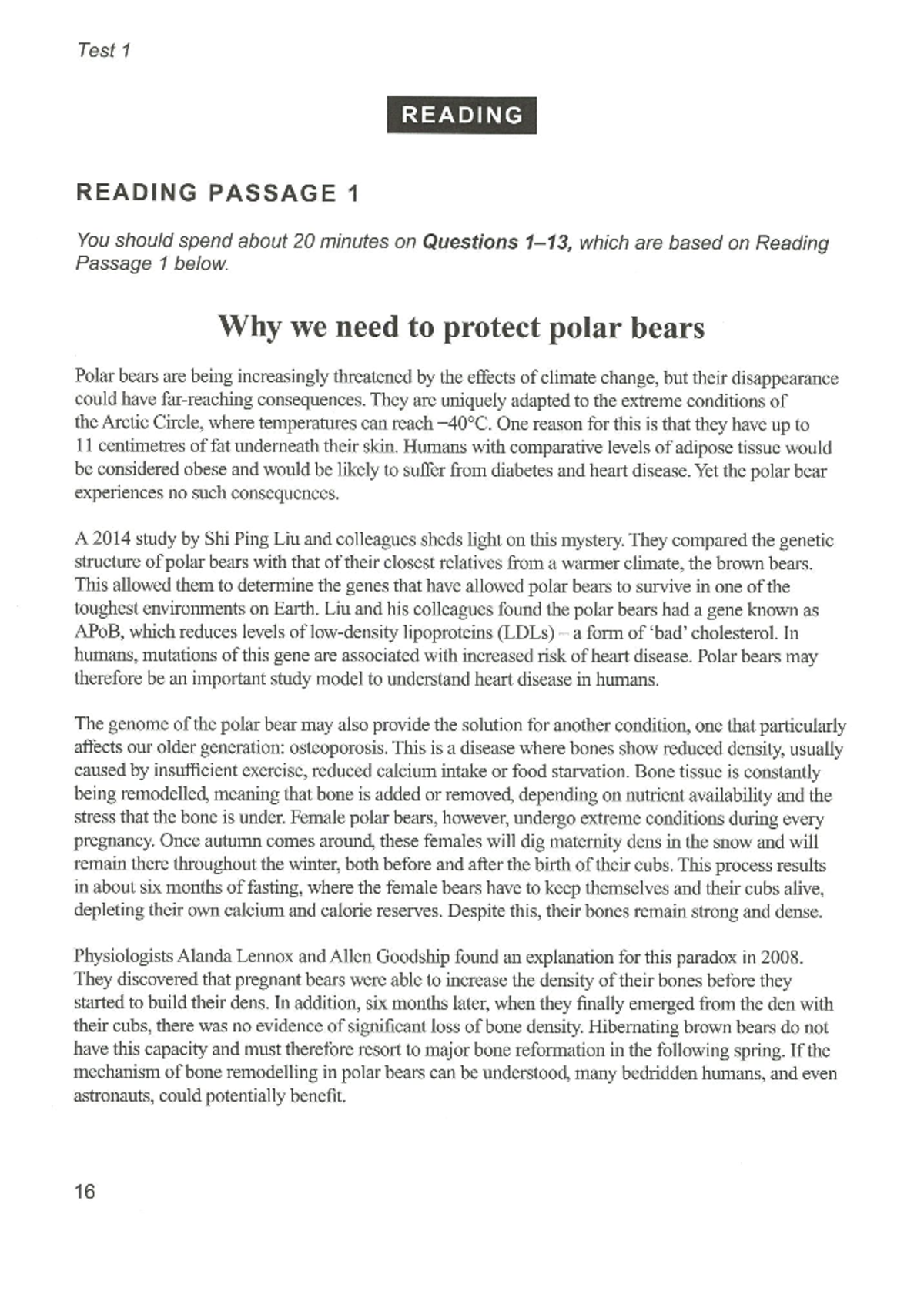 Cambridge 16 - Ielts - Test 1 READING READING PASSAGE 1 You should ...