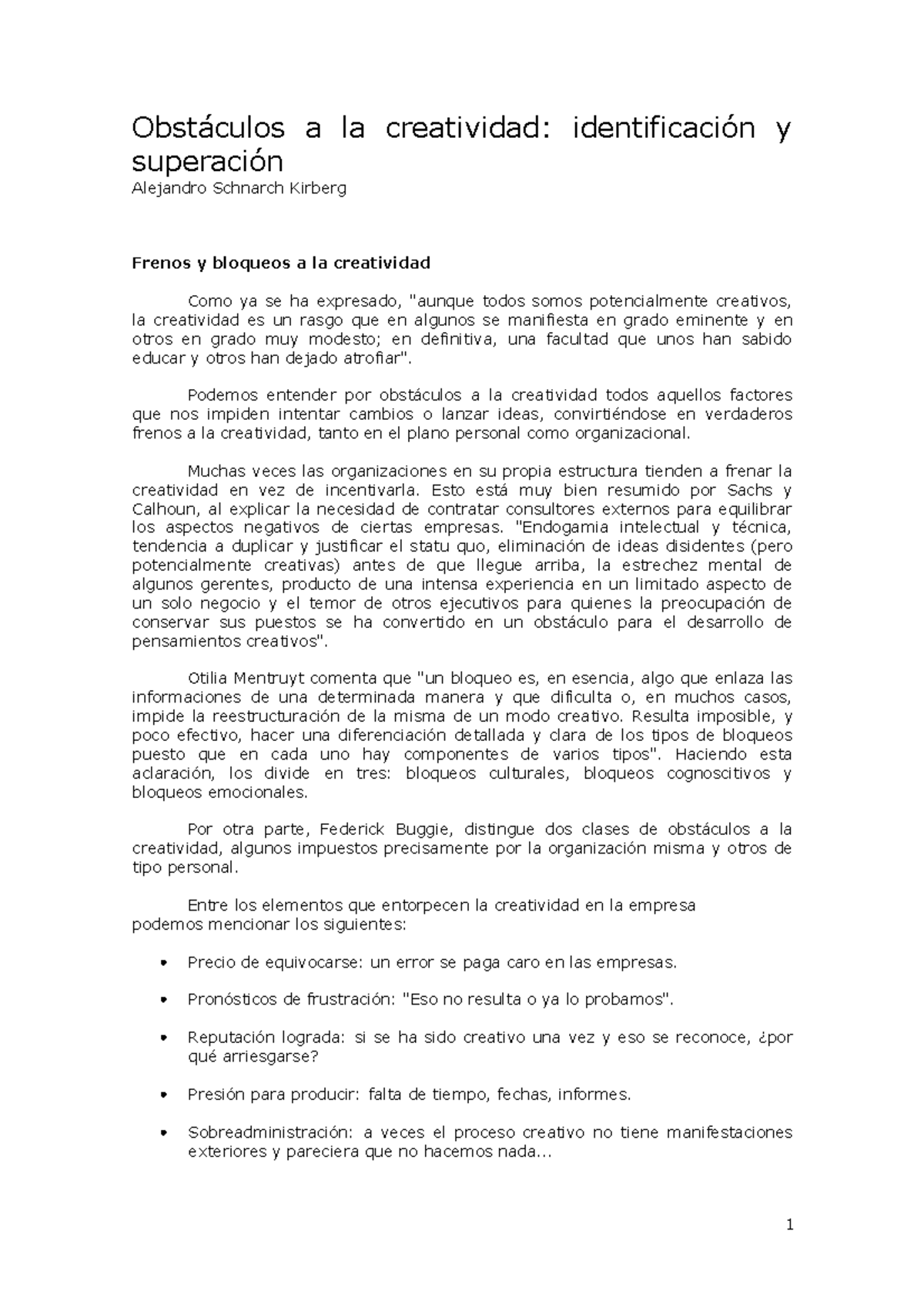 32867401 Obstaculos a La Creatividad - Obstáculos a la creatividad ...