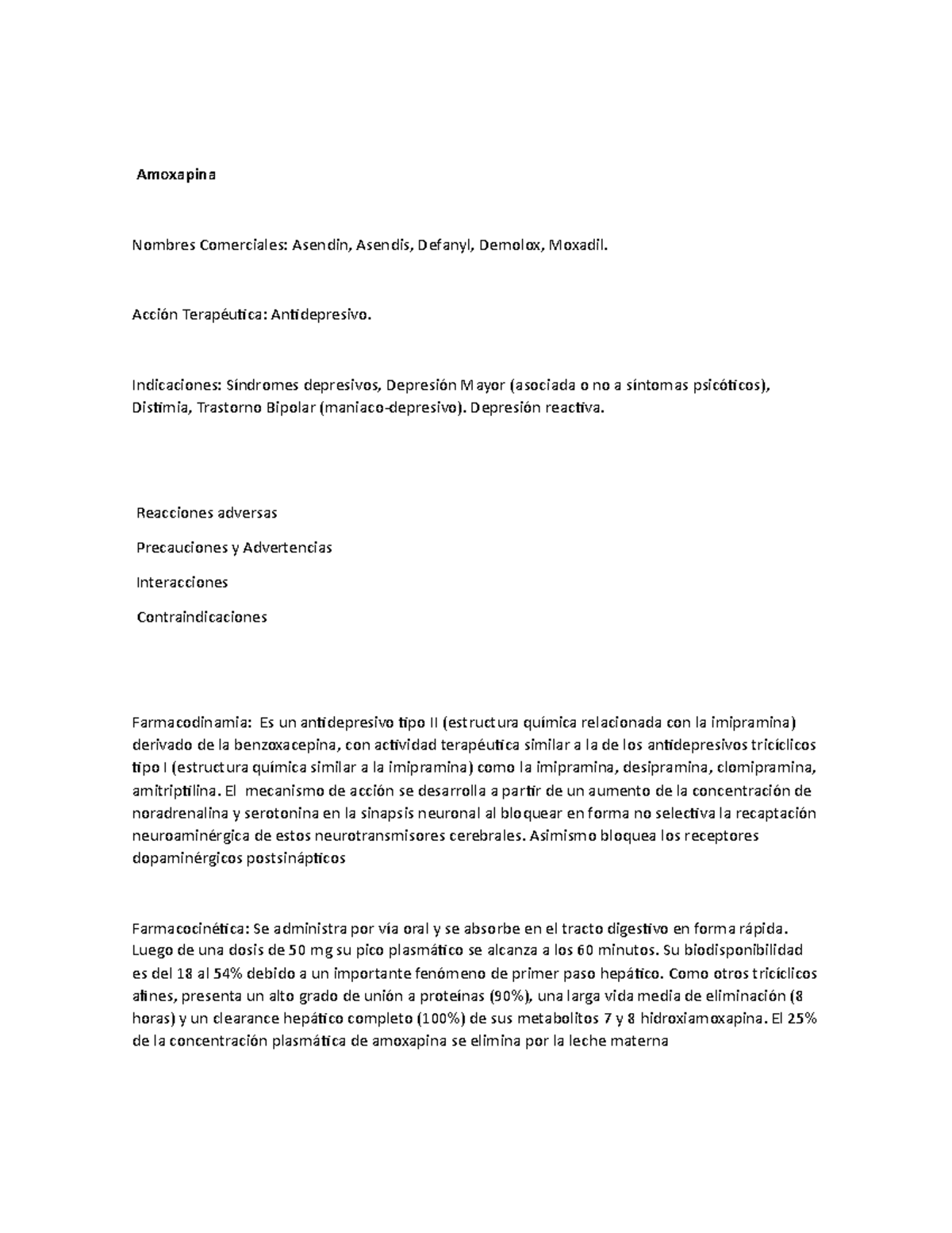 Documento (4) - Ficha - Amoxapina Nombres Comerciales: Asendin, Asendis ...