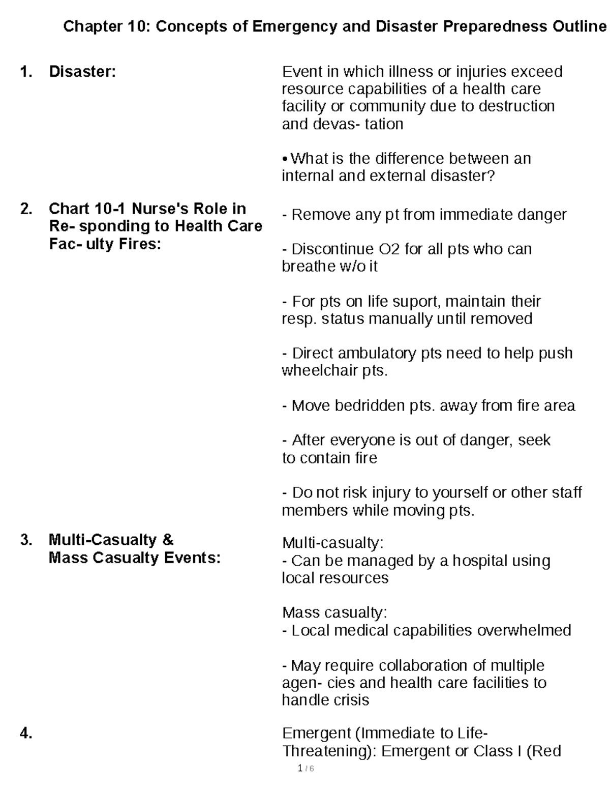 Chapter 10 Concepts of Emergency and Disaster Preparedness Outline ...