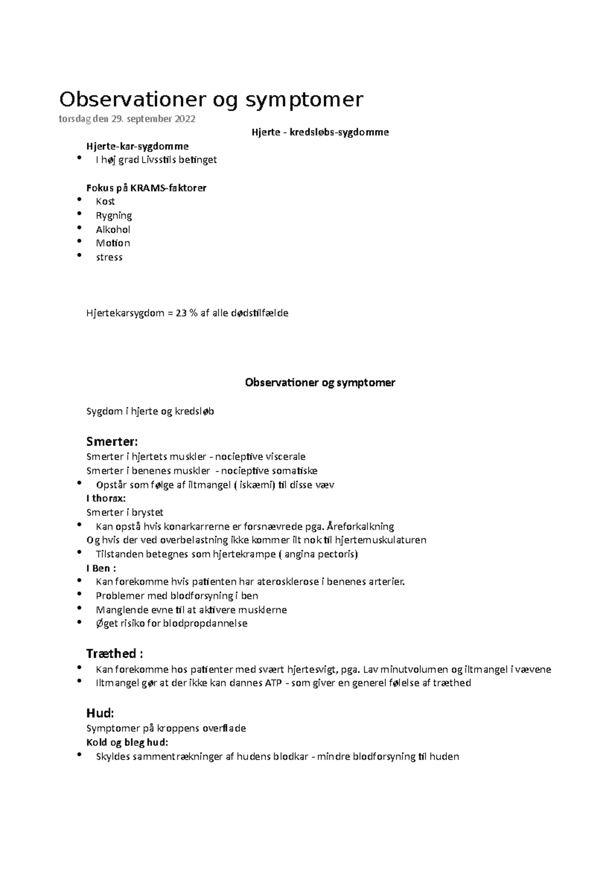 Observationer og symptomer - hjertesvigt - Observationer og symptomer ...