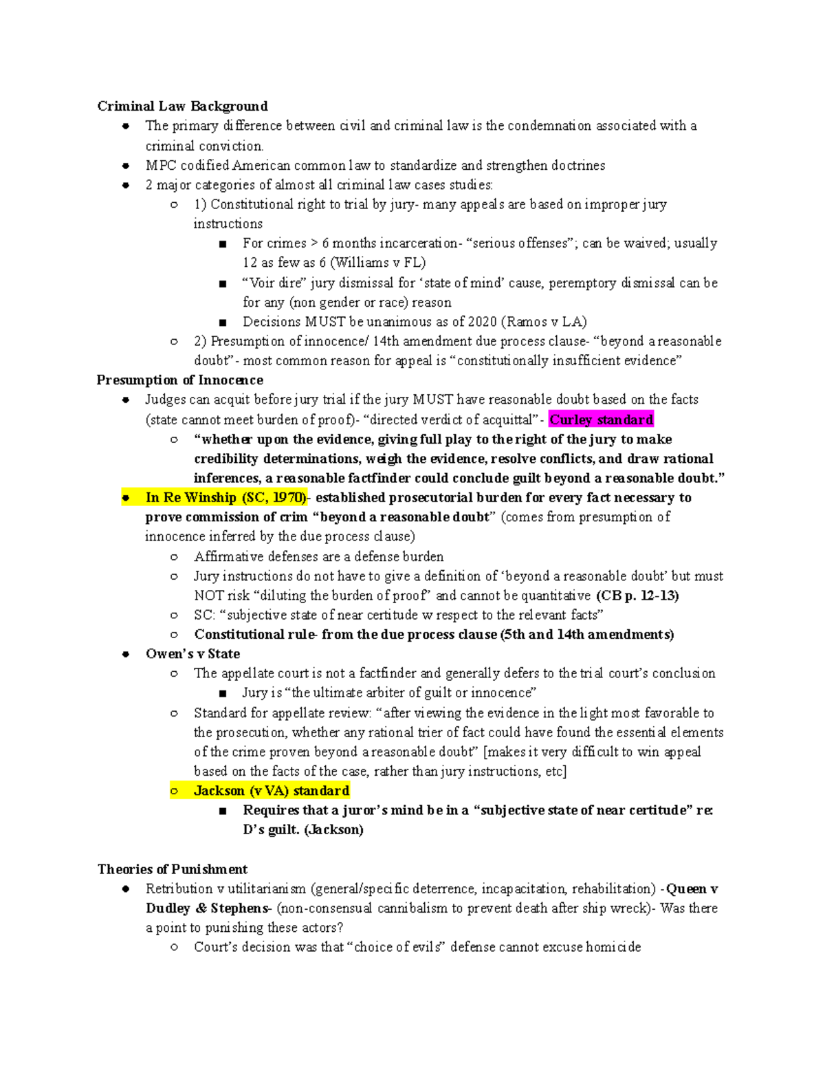Crim Outline - Criminal Law Background The primary difference between ...