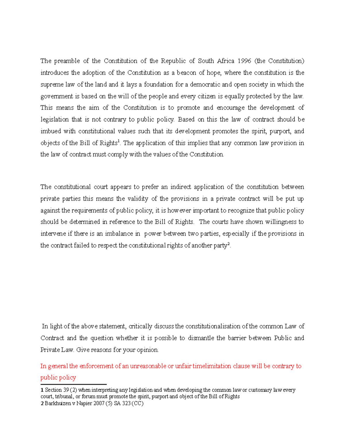 Contract law - The preamble of the Constitution of the Republic of ...