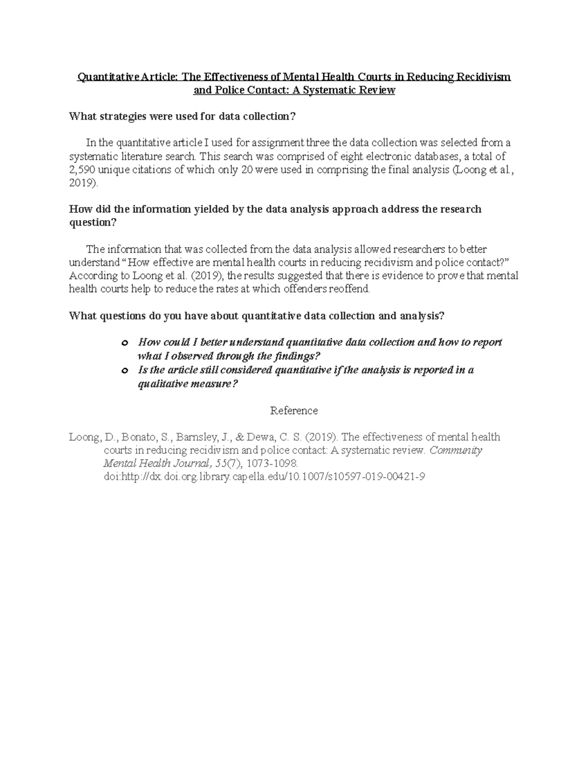 COUN 5007-Unit 6-Discussion 1 - Quantitative Article: The Effectiveness ...