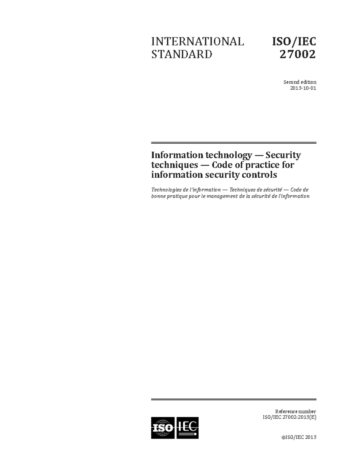 ISO 27002-2013 - ISO 27002-2013 reference material. - Information ...