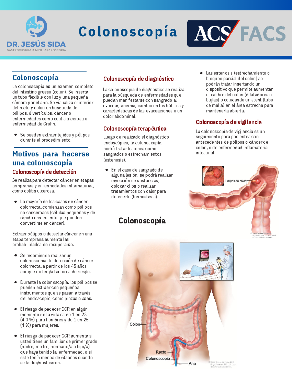 Colonoscopía - C o l o n o s c o p í a Se pueden extraer tejidos y ...