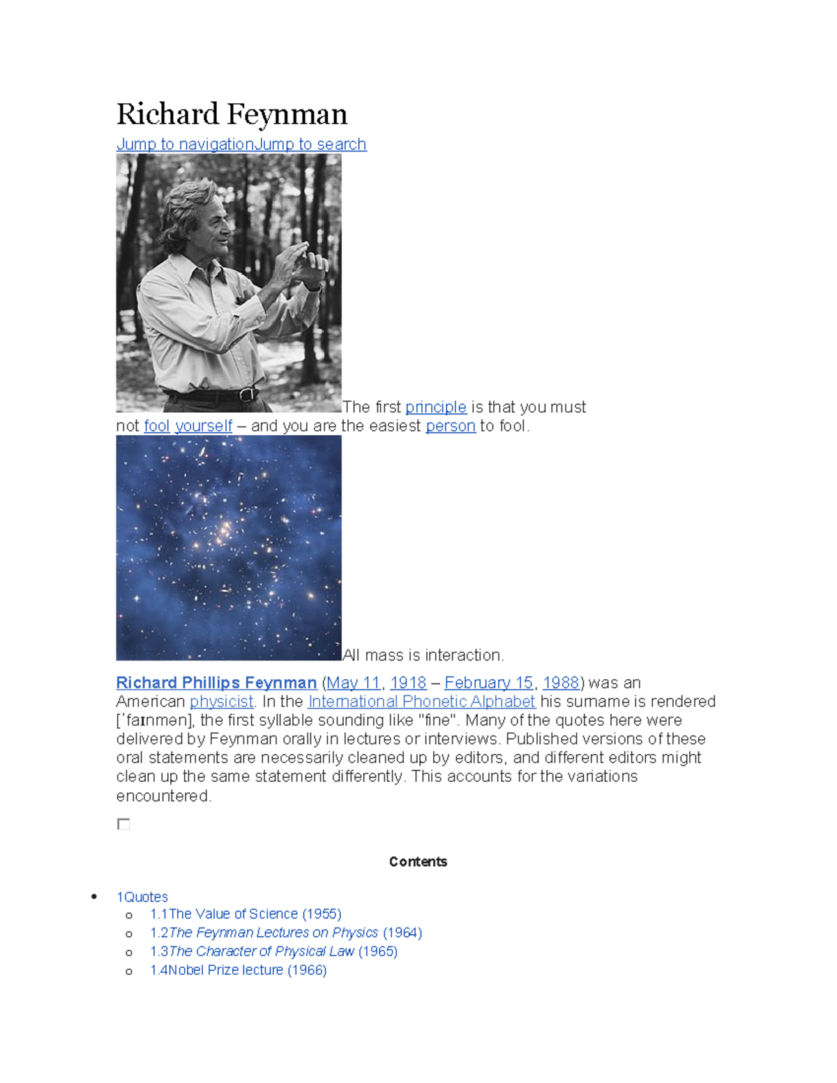 Richard Feynman - apuntes - Richard Feynman Jump to navigationJump to ...