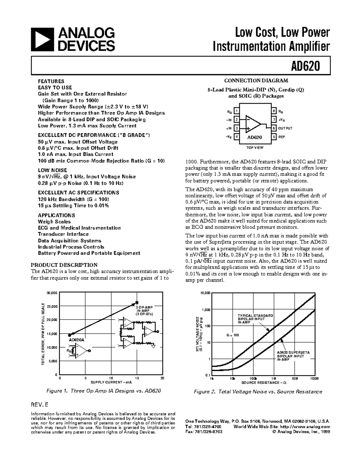 AD620 - Datasheet - ####### CONNECTION DIAGRAM ####### 8-Lead Plastic ...