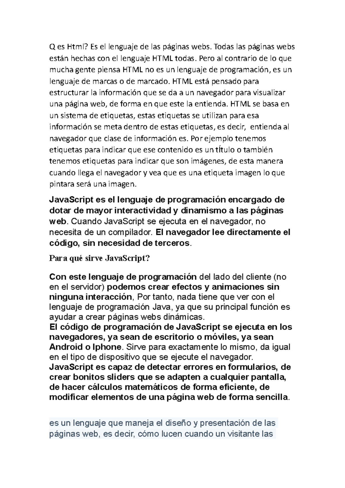 Q Es Html Un Documento Explicando Que Es Html Q Es Html Es El