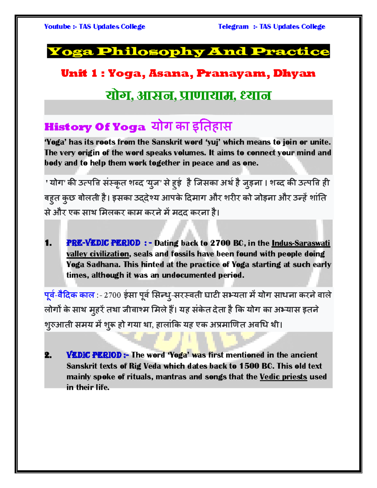 Yoga summary unit - Yoga Philosophy And Practice Unit 1 : Yoga, Asana ...
