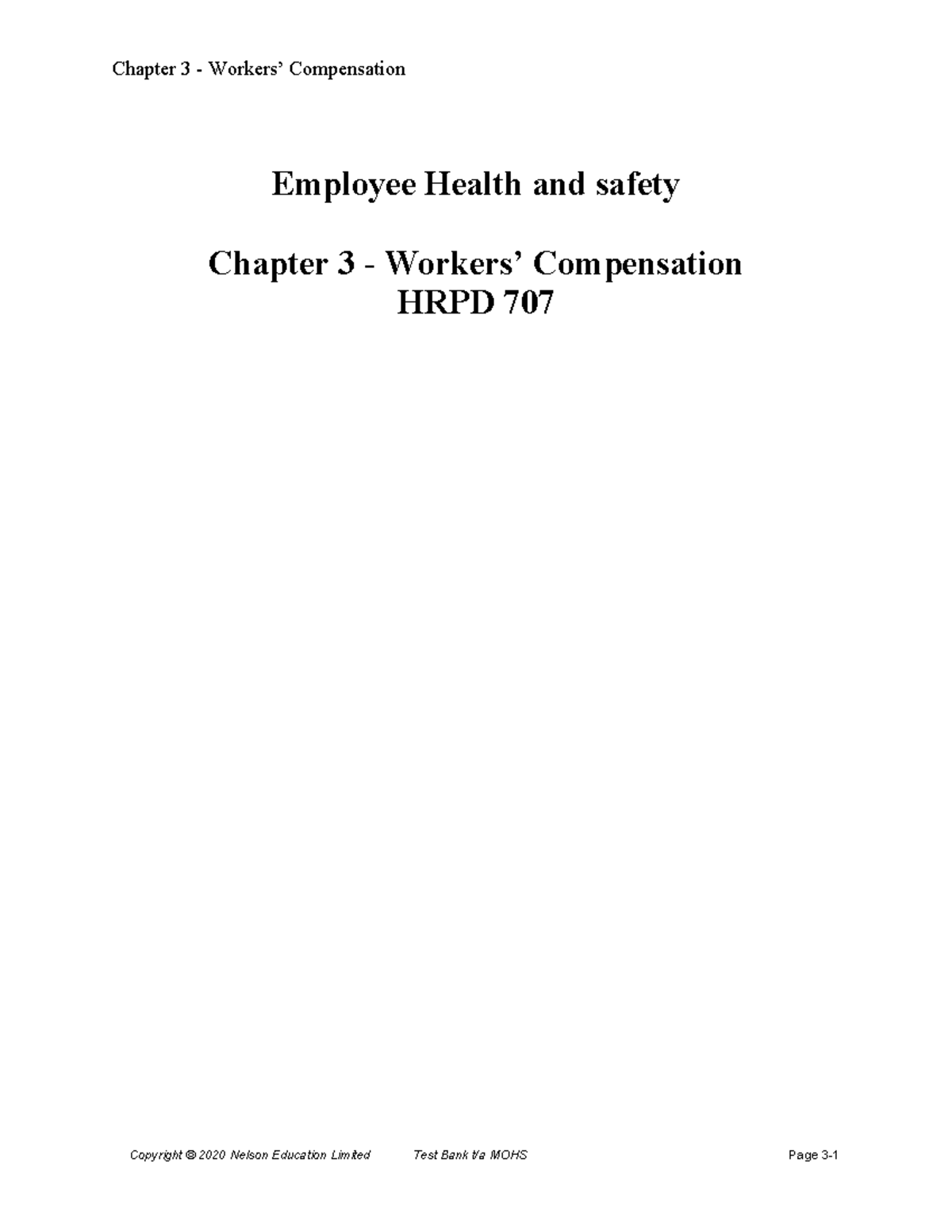 Employee Health Safety - Employee Health and safety Chapter 3 - Workers ...