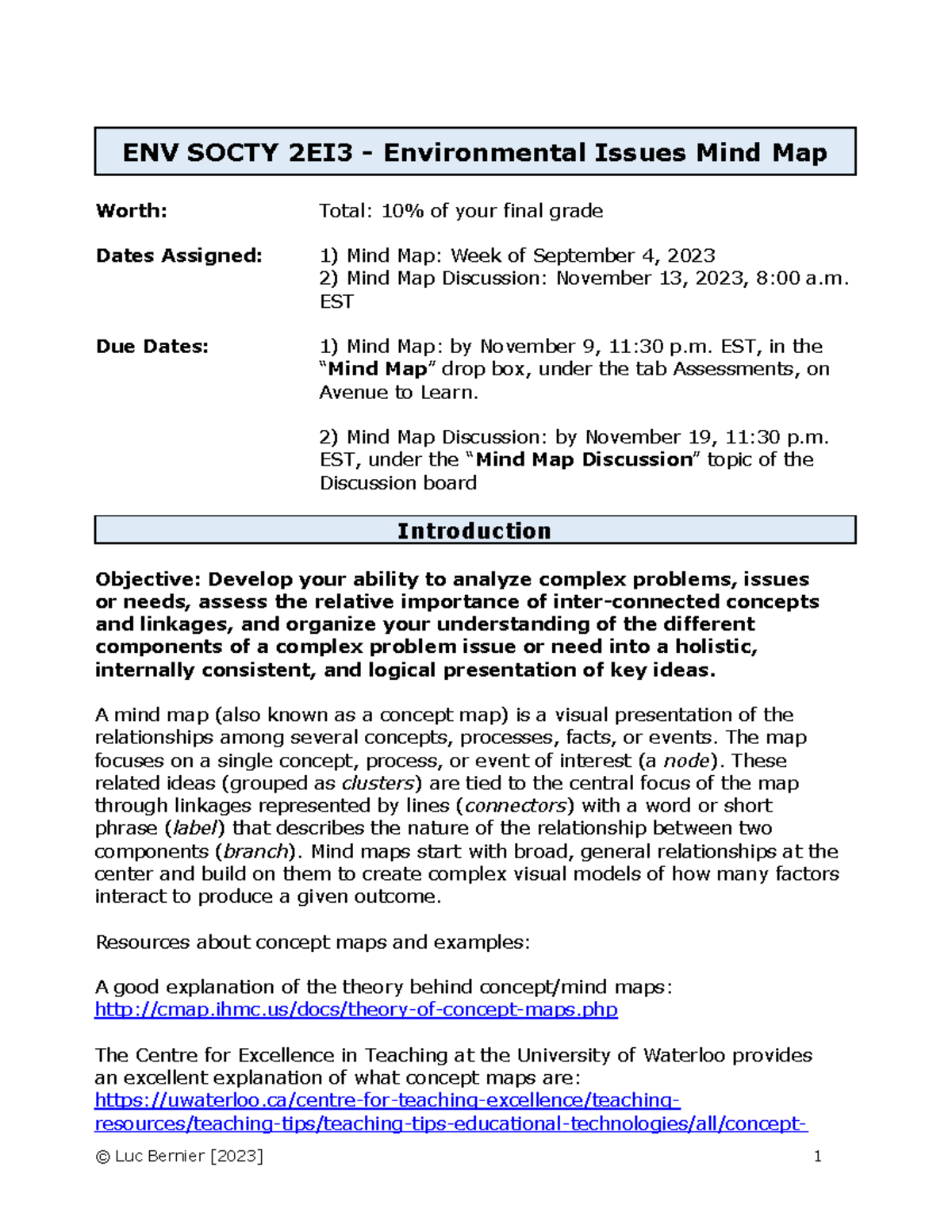 ES 2EI3 - Fall 2023 - Mind Map - FULL v1 - ENV SOCTY 2EI3 ...