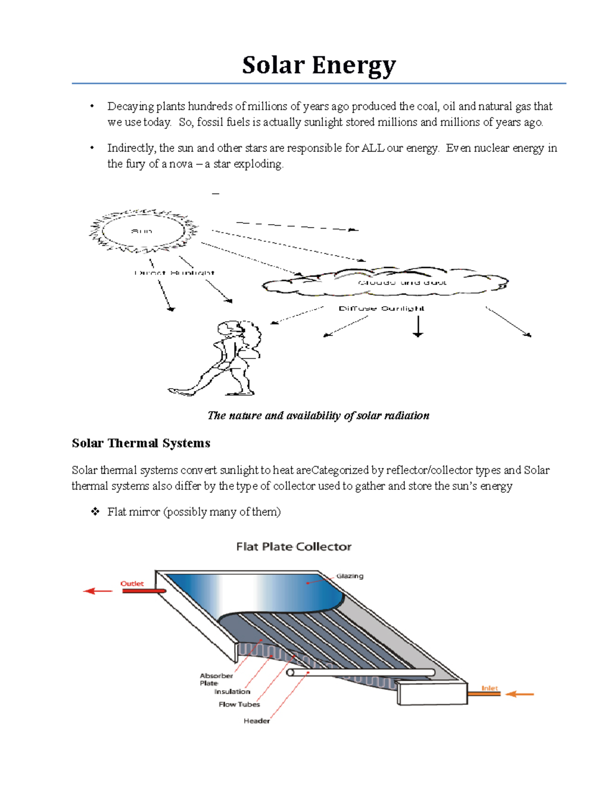 Solar Energy notes - Sustainable Energy - Studocu
