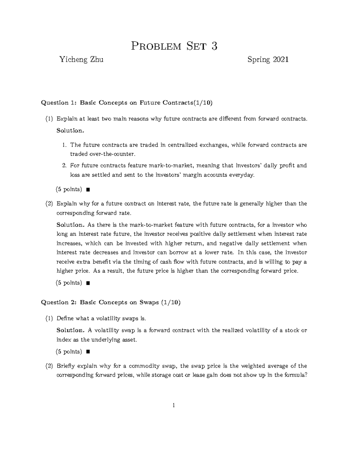 Problem Set 3 Solution - ans - Derivative Securities - Studocu