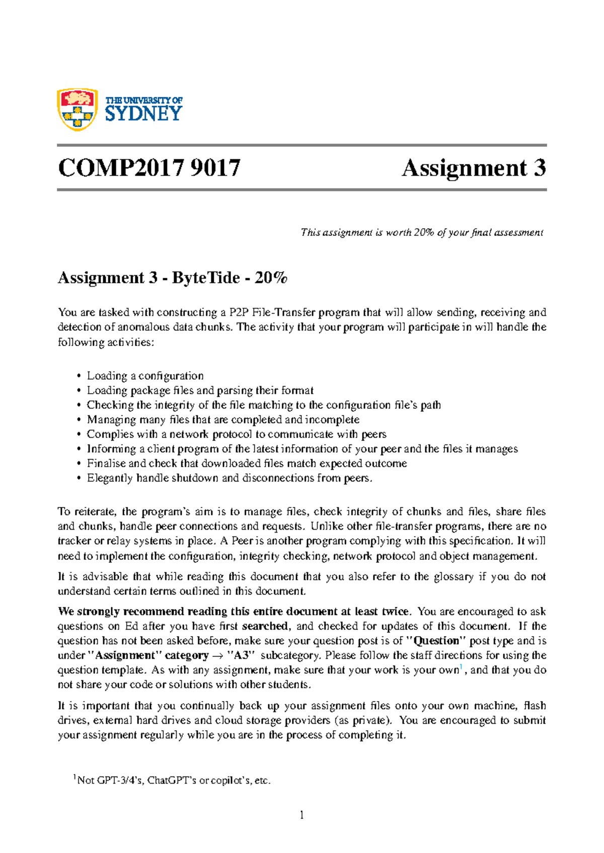 A3 description 2024 - COMP2017 9017 Assignment 3 Due: 23:59 19 May 2024 This assignment is worth ...