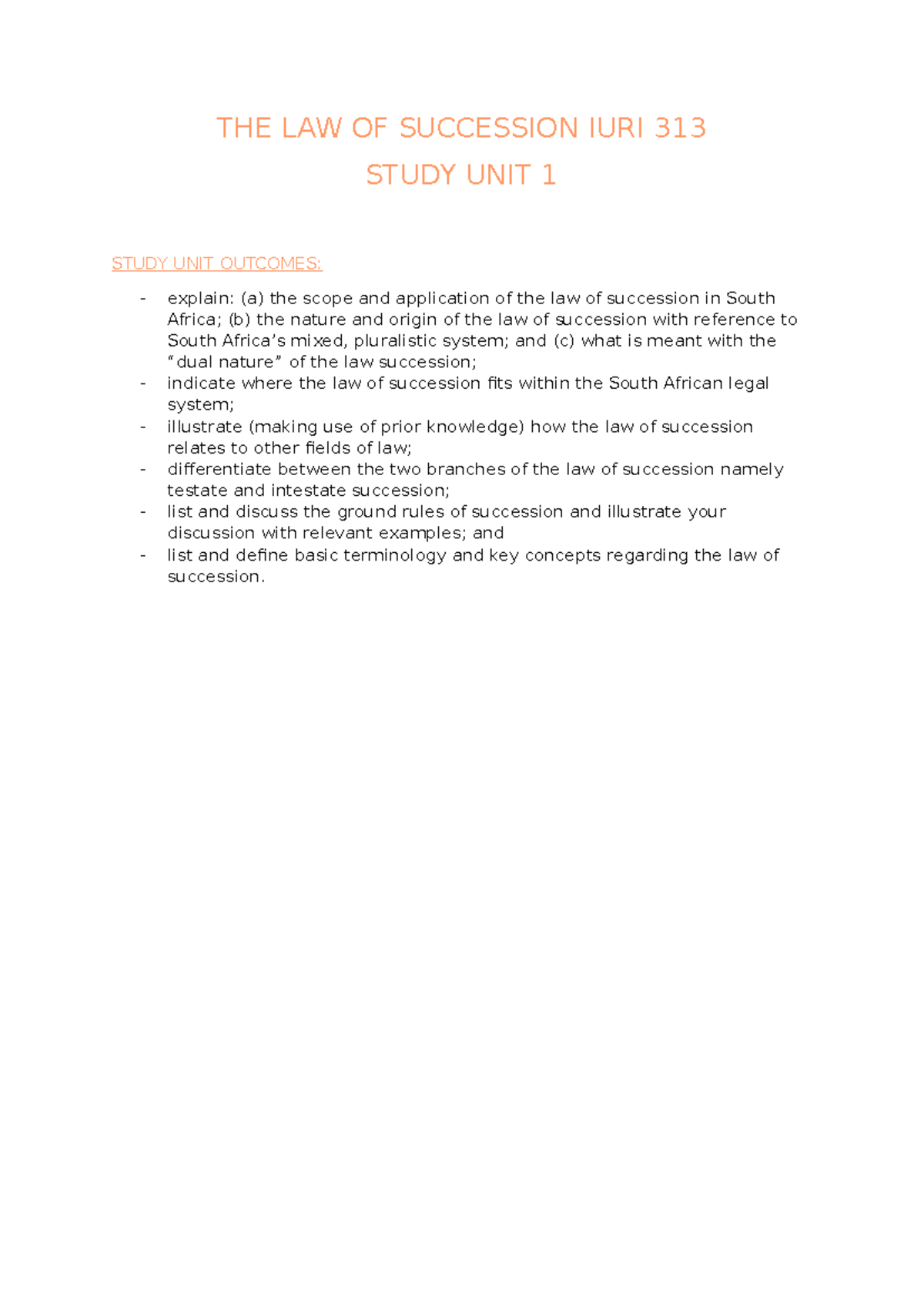 Study UNIT 1 - Succession class slides and textbook summary - THE LAW ...