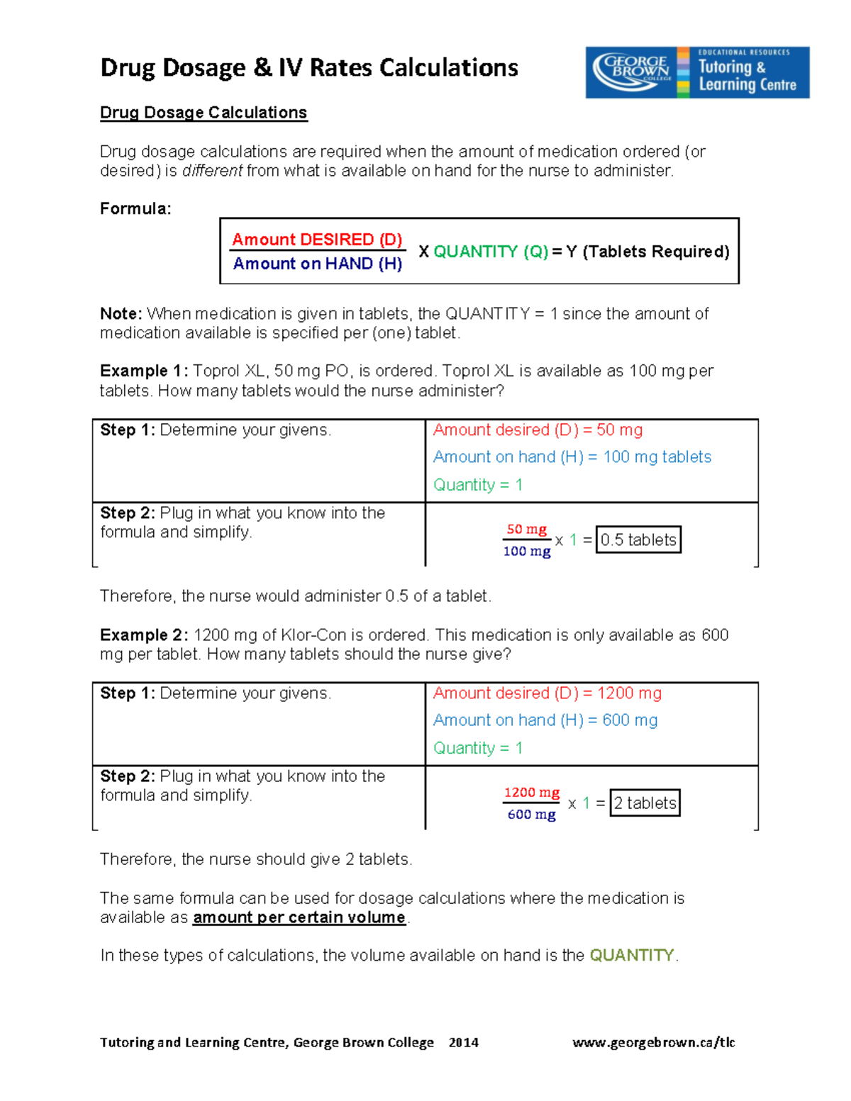 Drug calc and iv - calculations - Drug Dosage & IV Rates Calculations ...