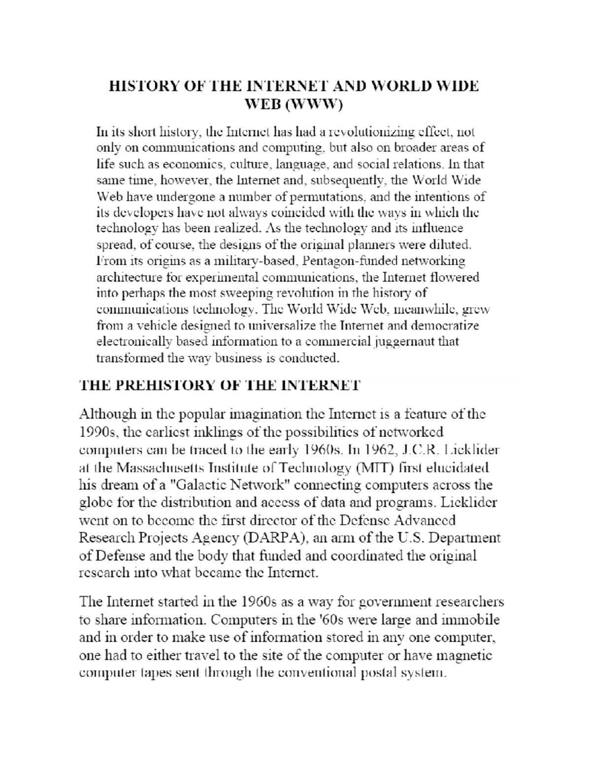 The history of the internet - Bsc. mathematics and computer science ...