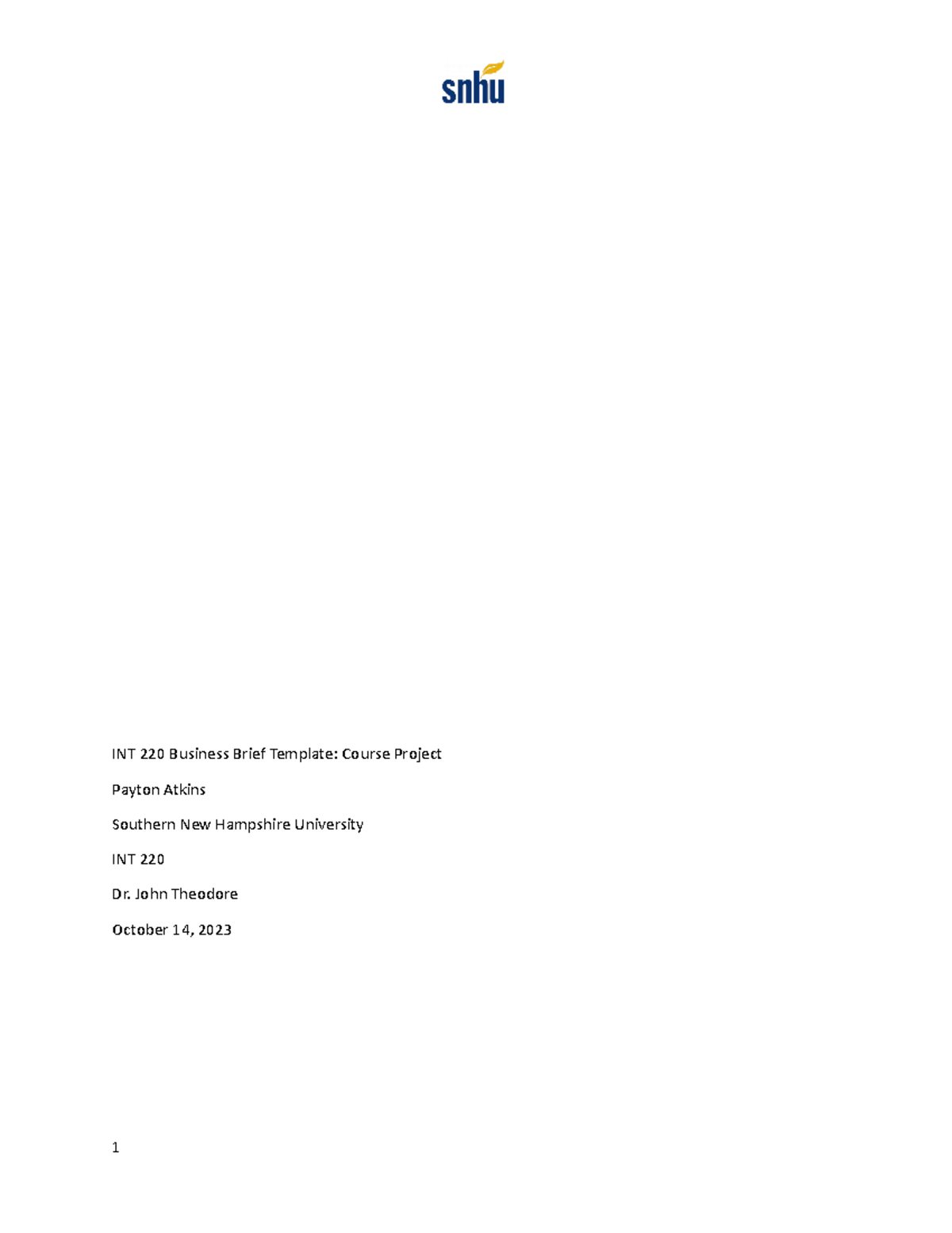 INT 220 Business Brief Template - Final - INT 220 Business Brief ...