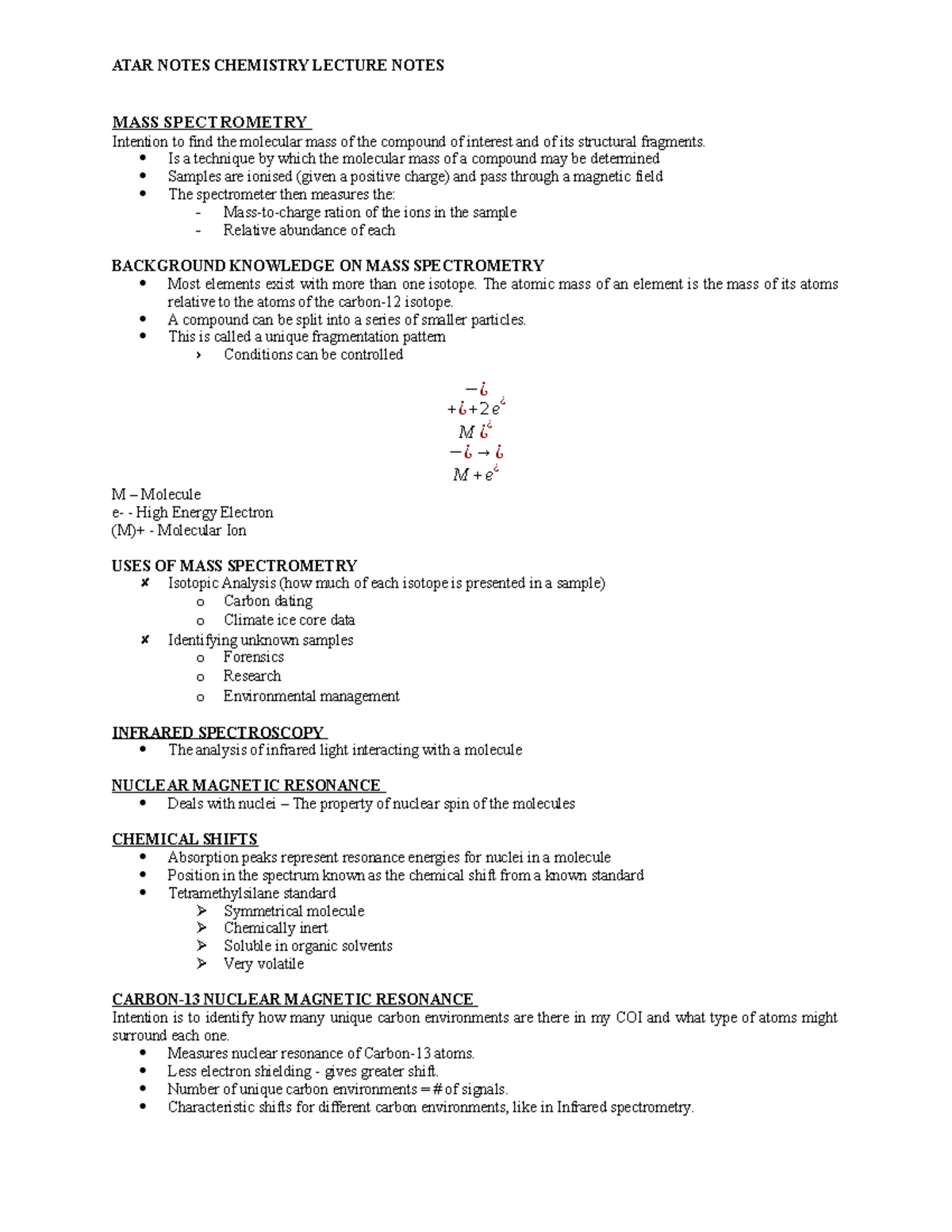 Chemistry Lecture Notes - ATAR NOTES CHEMISTRY LECTURE NOTES MASS ...