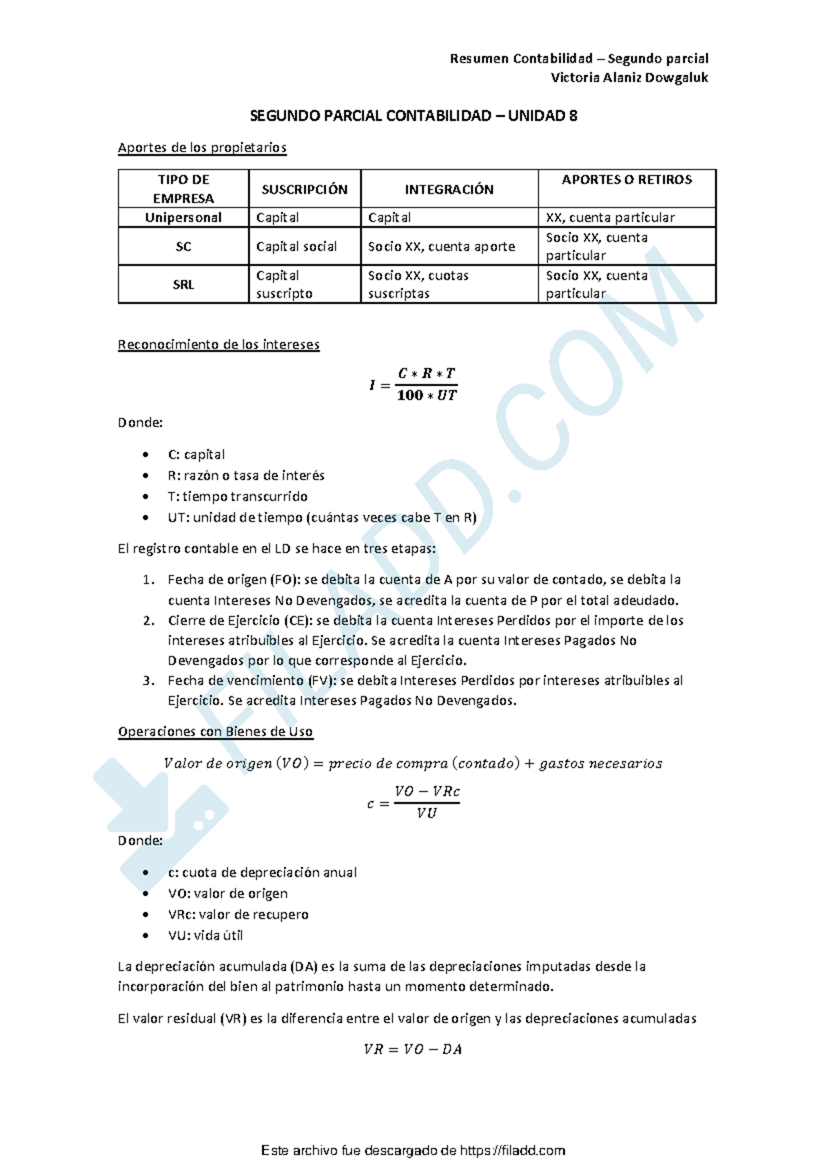 Resumen unidad 8 - Resumen Contabilidad – Segundo parcial Victoria Alaniz Dowgaluk SEGUNDO ...
