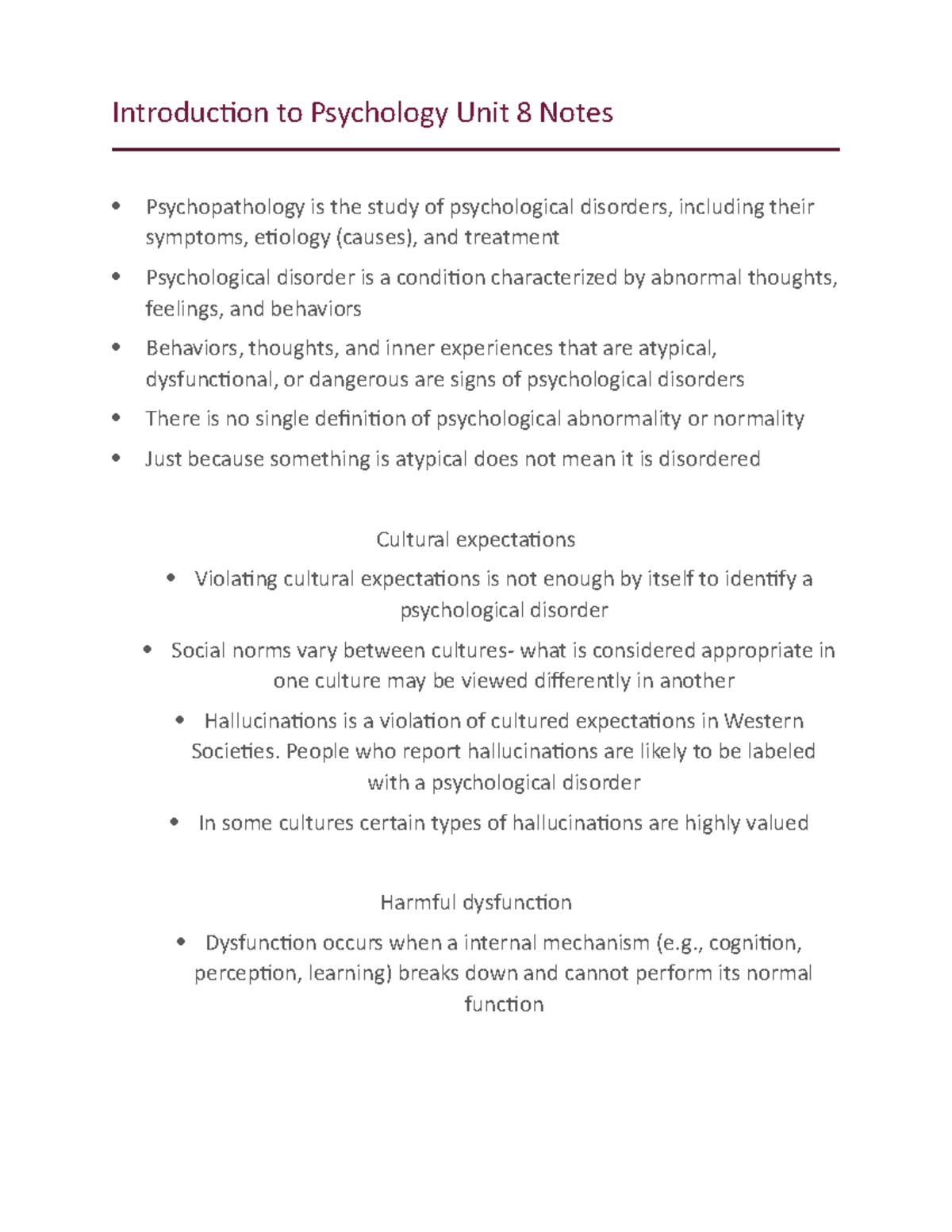 Introduction to Psychology Unit 8 Notes - People who report ...