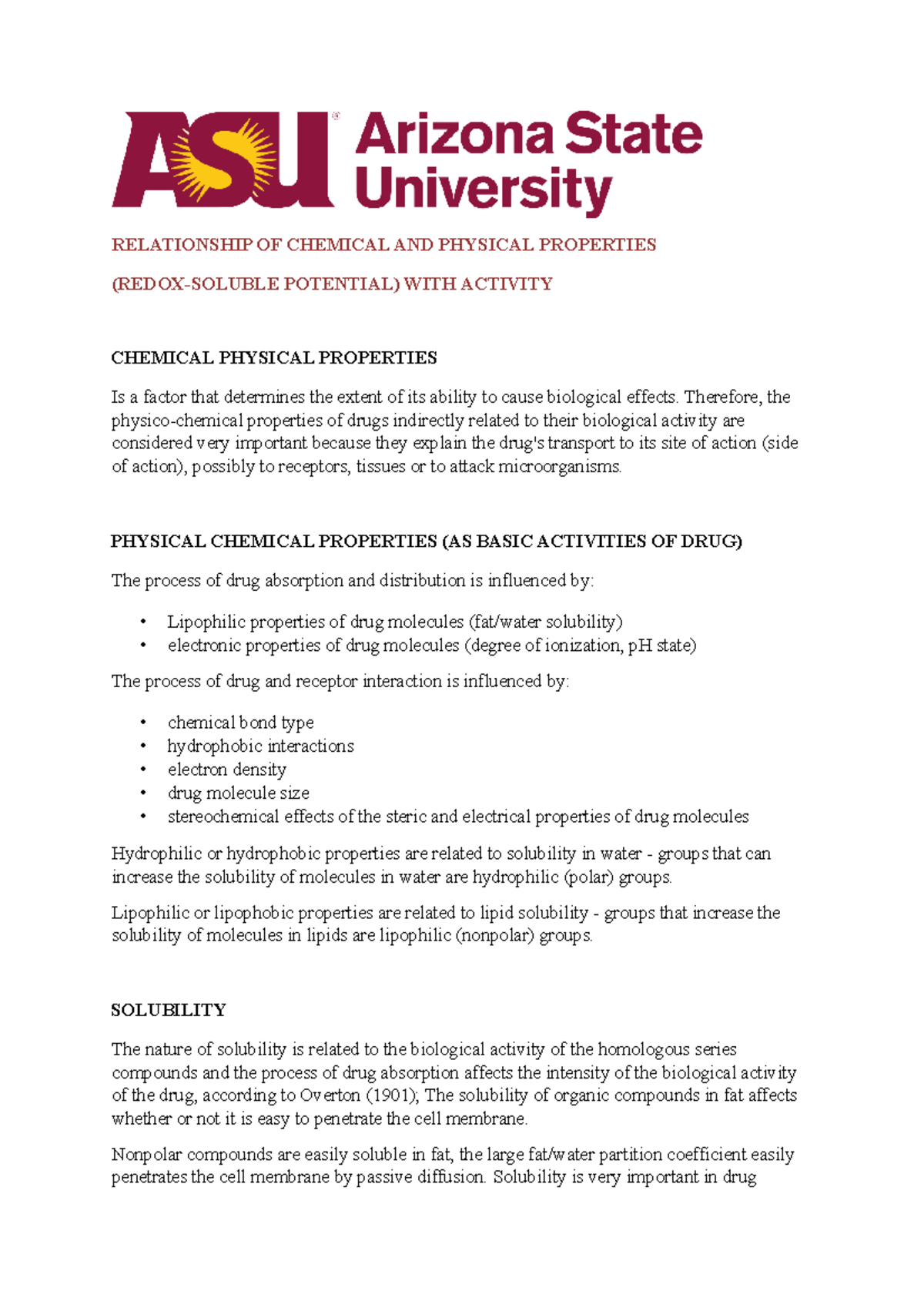Biology Chemical Physical Properties - RELATIONSHIP OF CHEMICAL AND ...