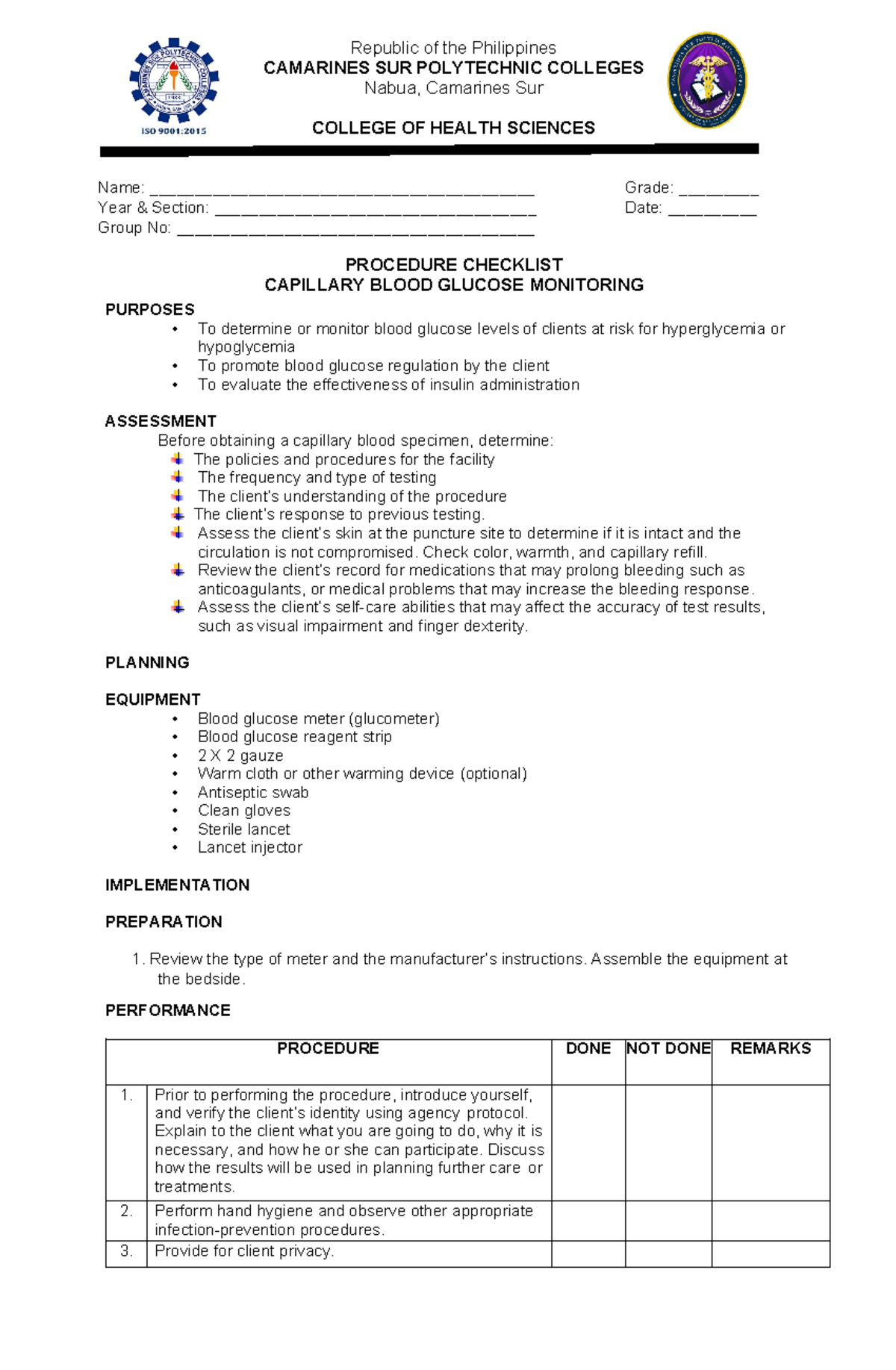 CBG-Checklist - Instructional material - Republic of the Philippines ...