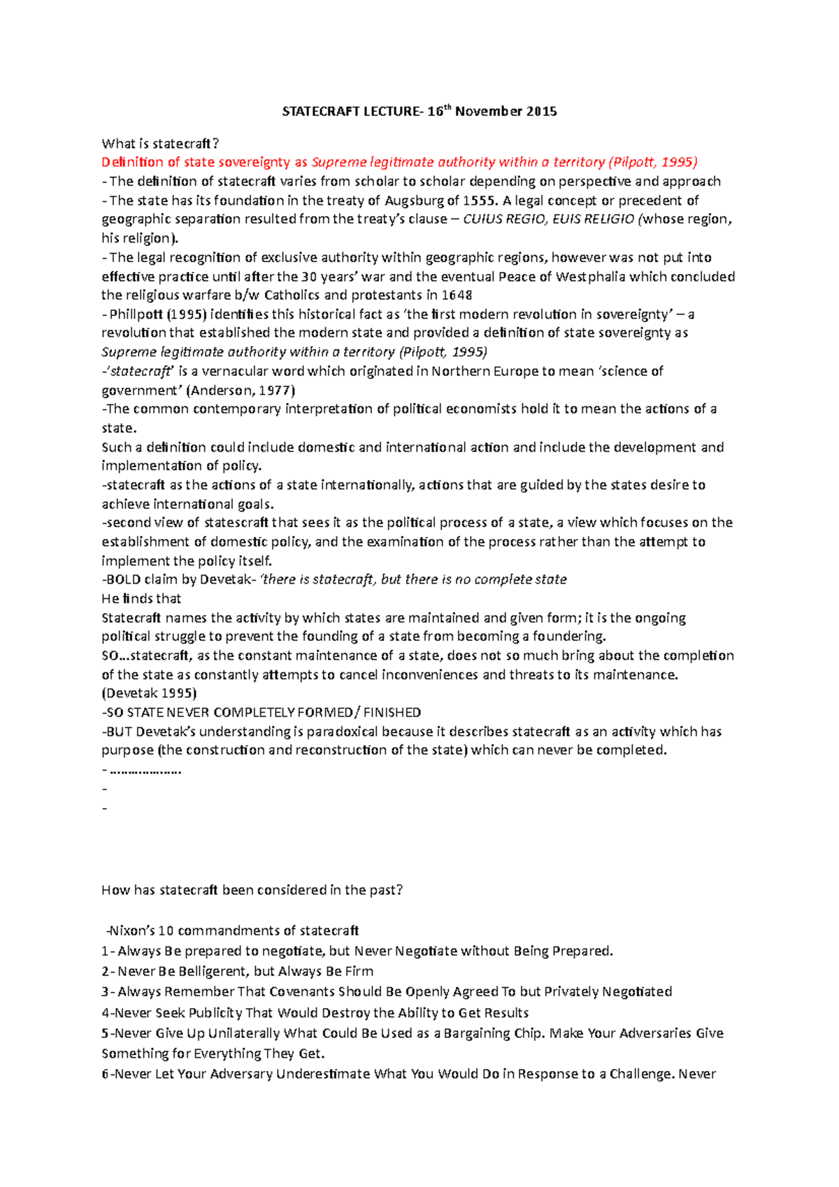 Reading -Statecraft Lecture- 16th November 2015 - STATECRAFT 16th ...