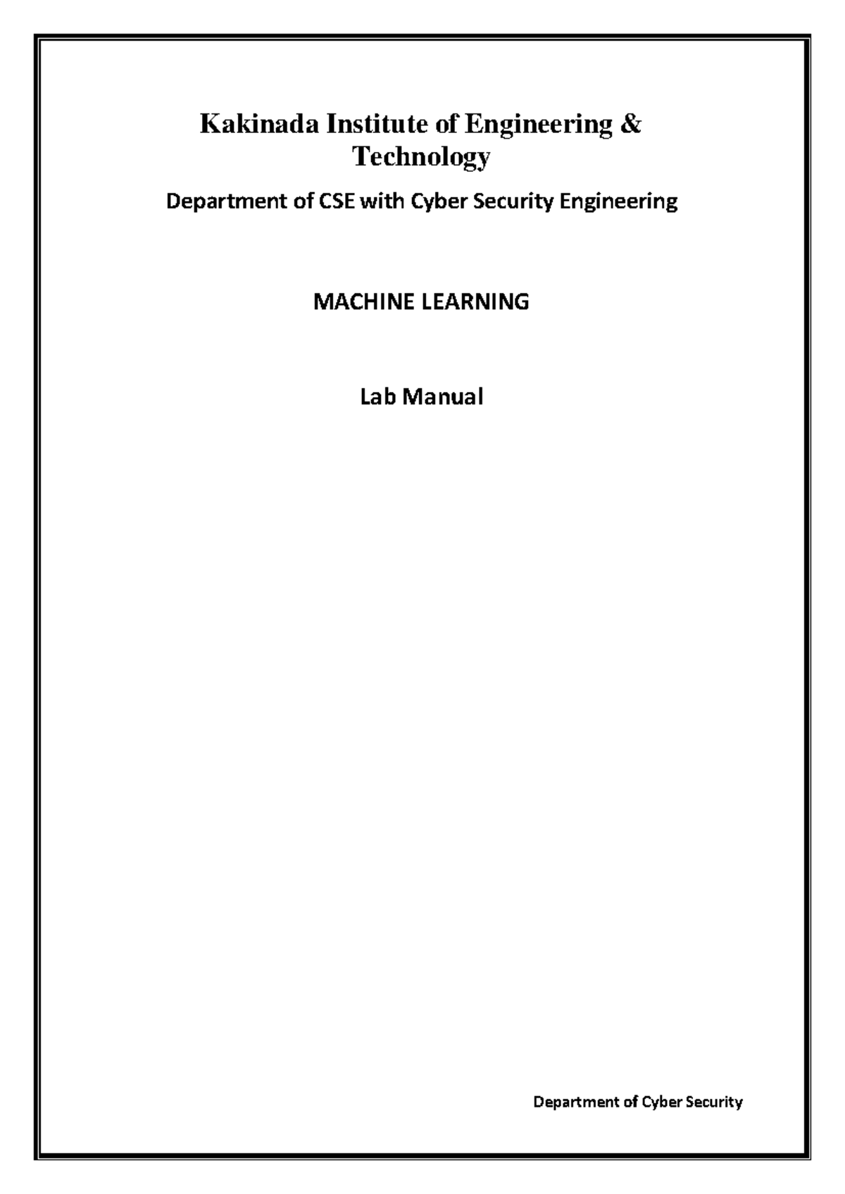 CSC Machine Learning LAB Manual - Kakinada Institute of Engineering ...