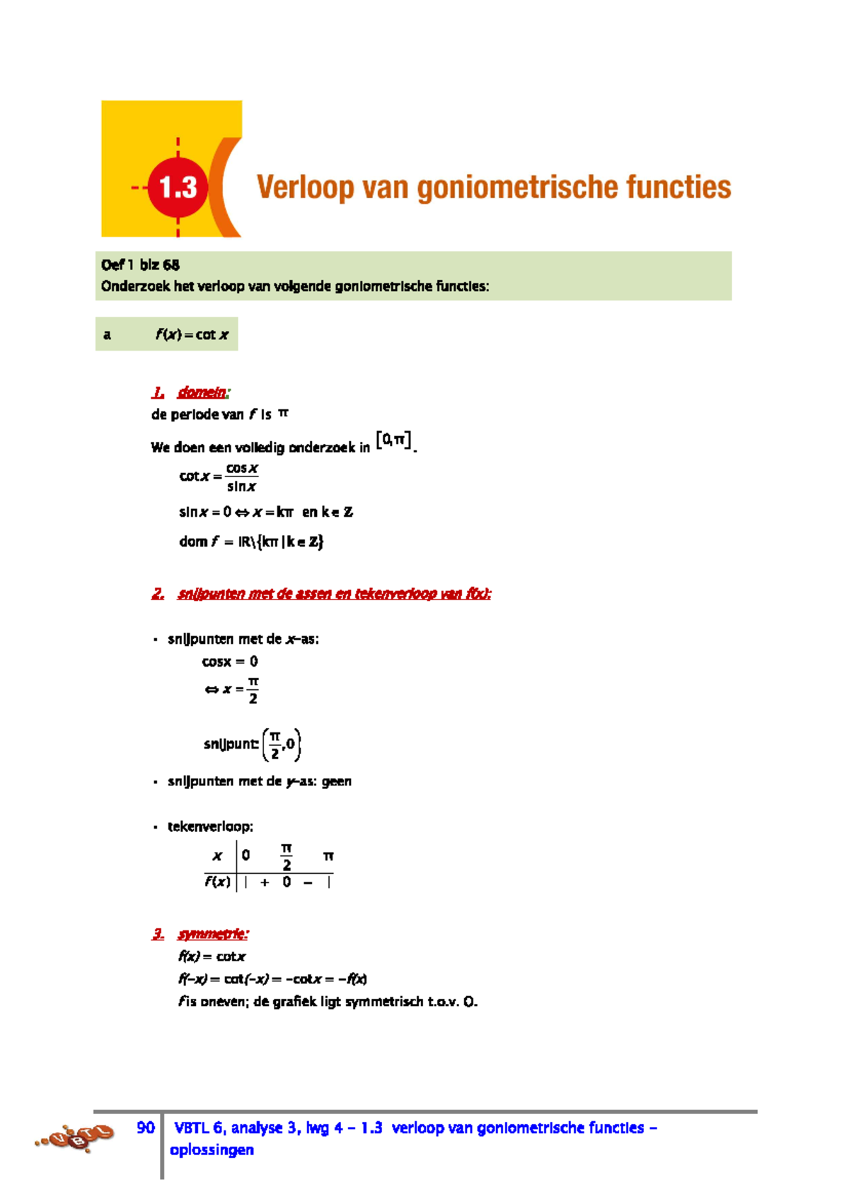 Verloop Goniom functies oef 1 a tot g - Wiskunde - Studocu